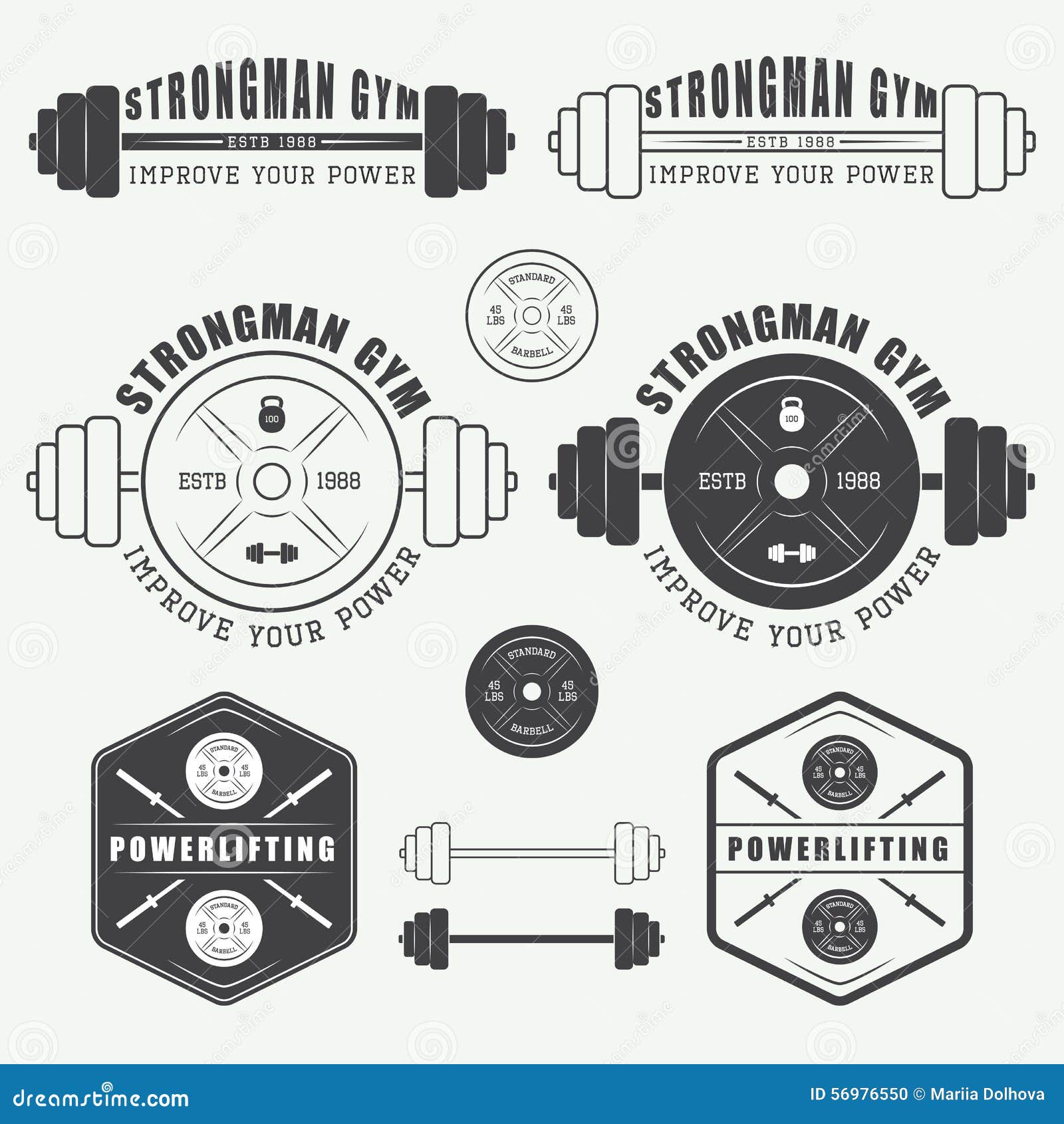 Set of Gym Logo, Labels,badges and Elements in Vintage Style Stock ...
