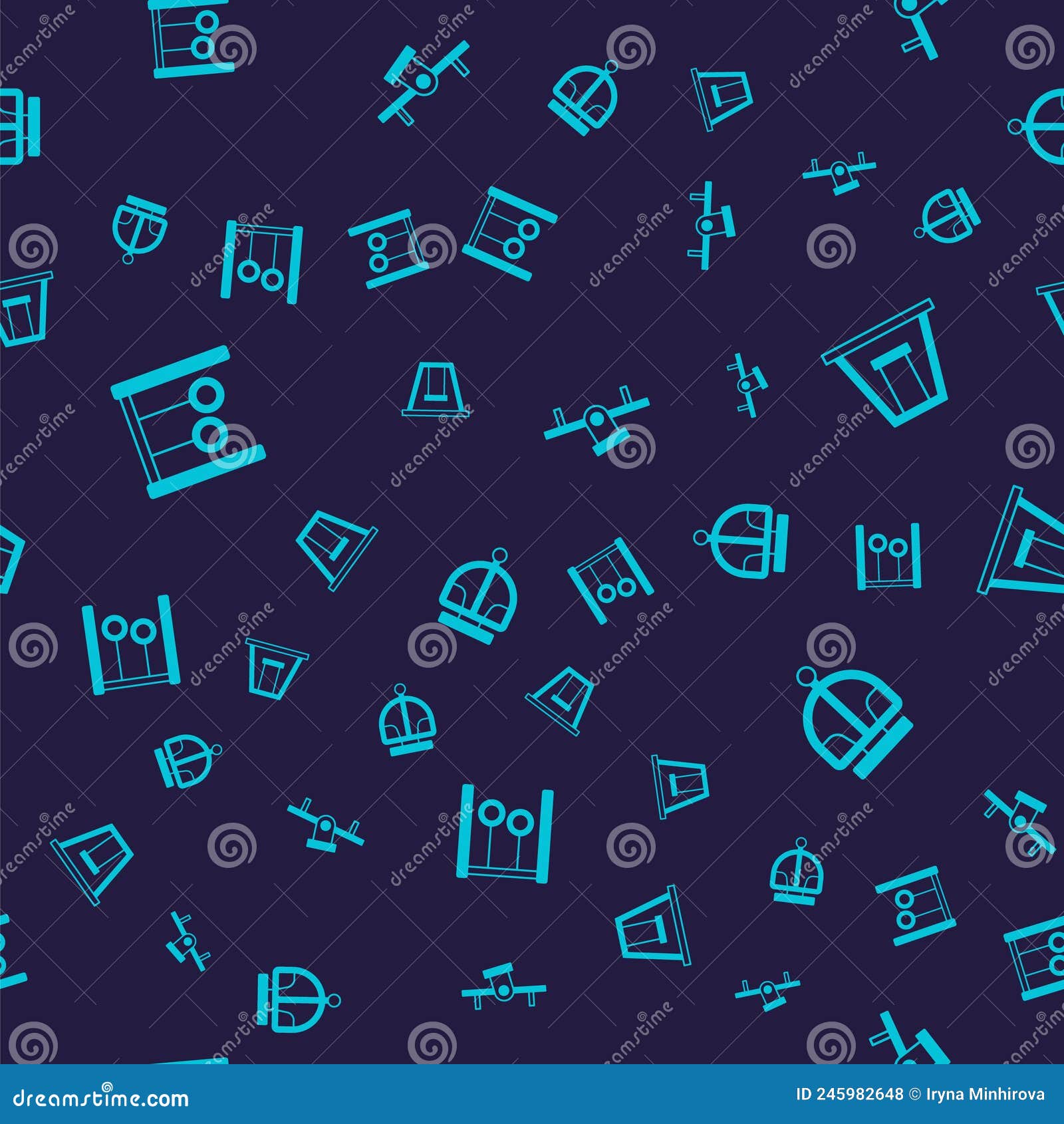 Set Gymnastic Rings, Swing for Kids, Seesaw and Attraction Carousel on ...