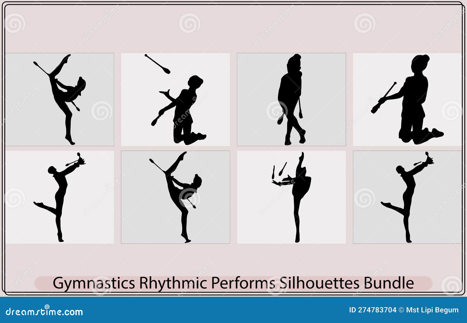 Set of Gymnastics Rhythmic Performs Silhouettes,gymnastics Rhythmic ...