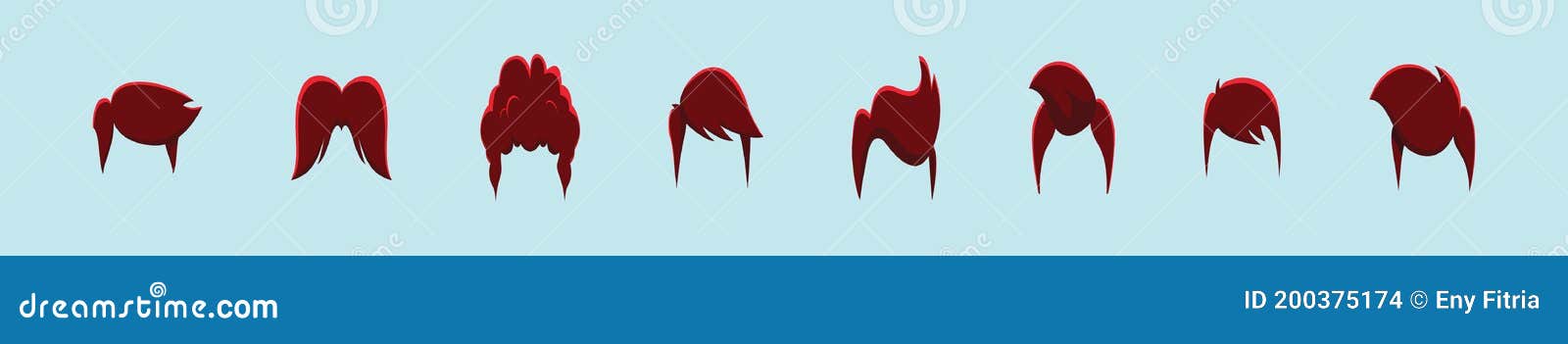 Set of Hair Cartoon Icon Design Template in Various Models. Vector ...