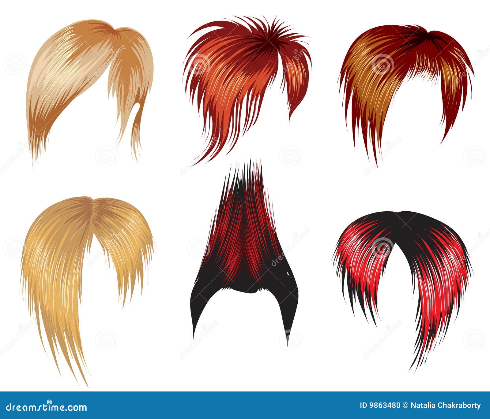 Set of hair style samples stock vector. Illustration of beauty - 9863480