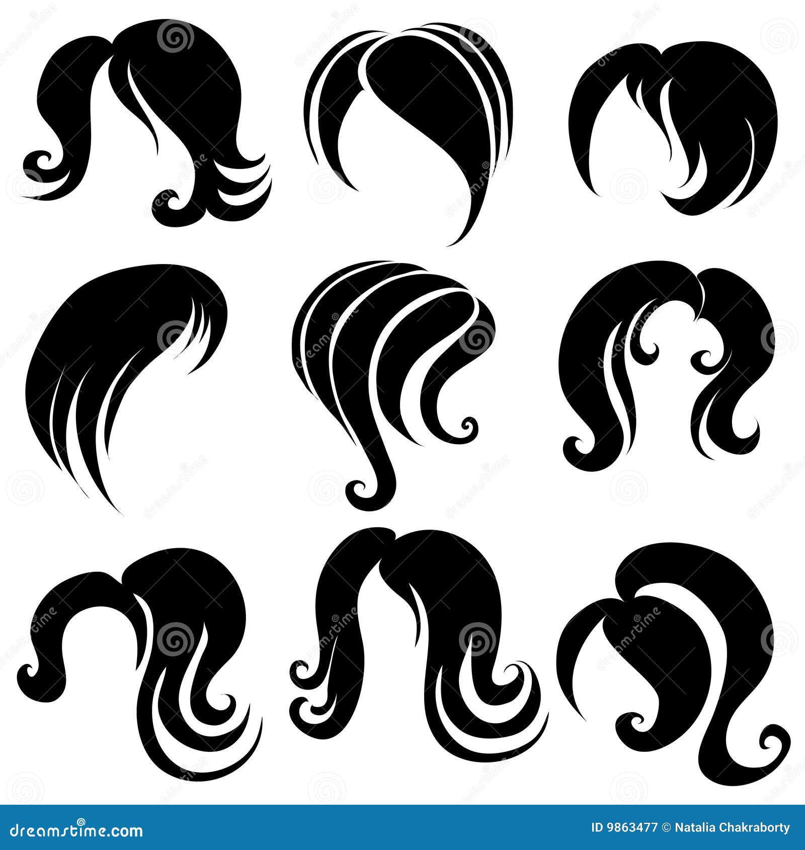 Set of hair symbols stock vector. Illustration of barber - 9863477