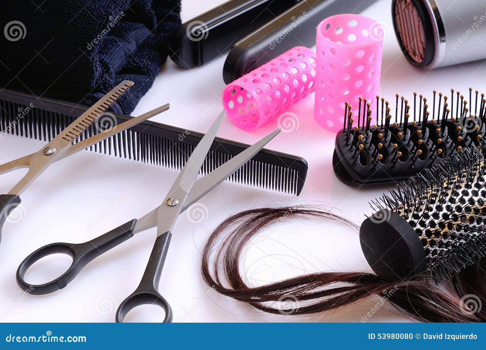Set Hairdressing Articles Exposed on a White Table Stock Photo - Image ...