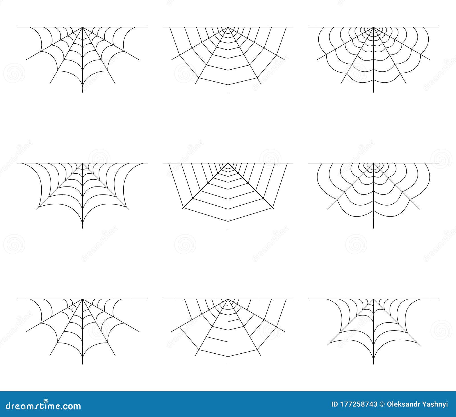 Set of Half Spider Web Isolated on White Background. Halloween ...