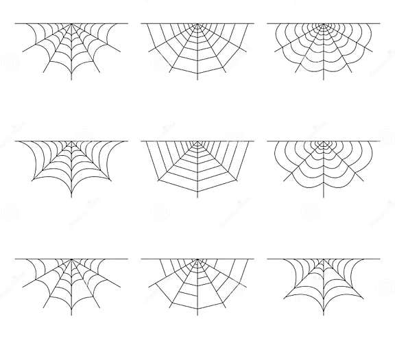 Set of Half Spider Web Isolated on White Background. Halloween ...