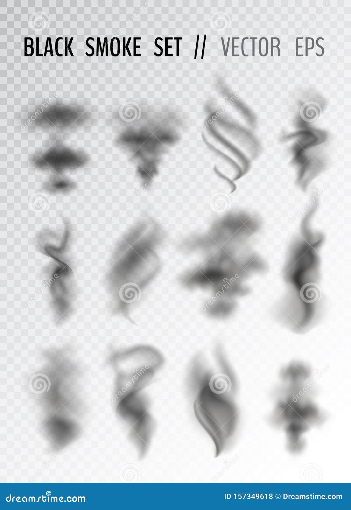 Black smoke elements stock vector. Illustration of circle - 157349618