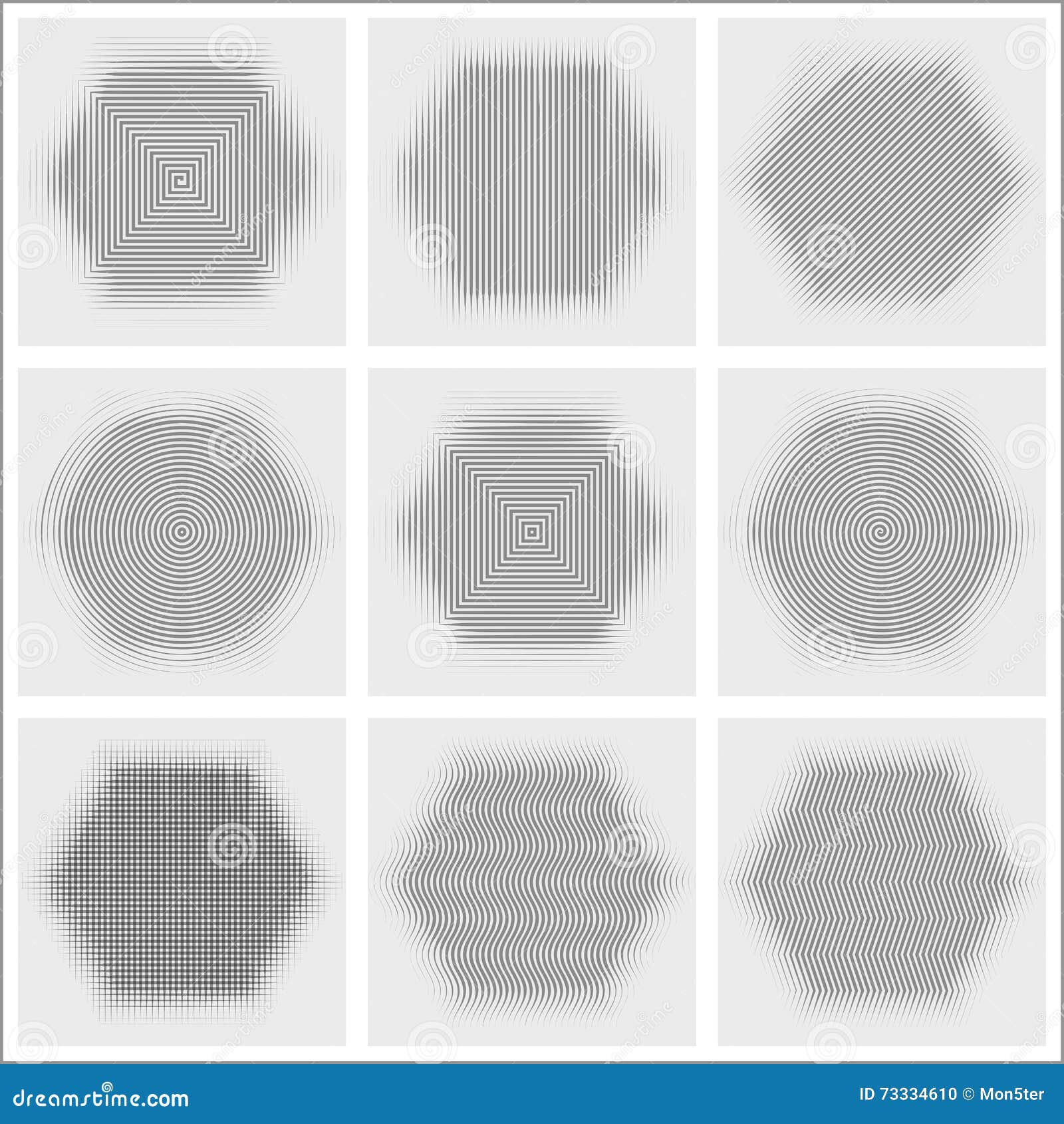 Set of Halftone Abstract Forms Stock Vector - Illustration of geometric ...