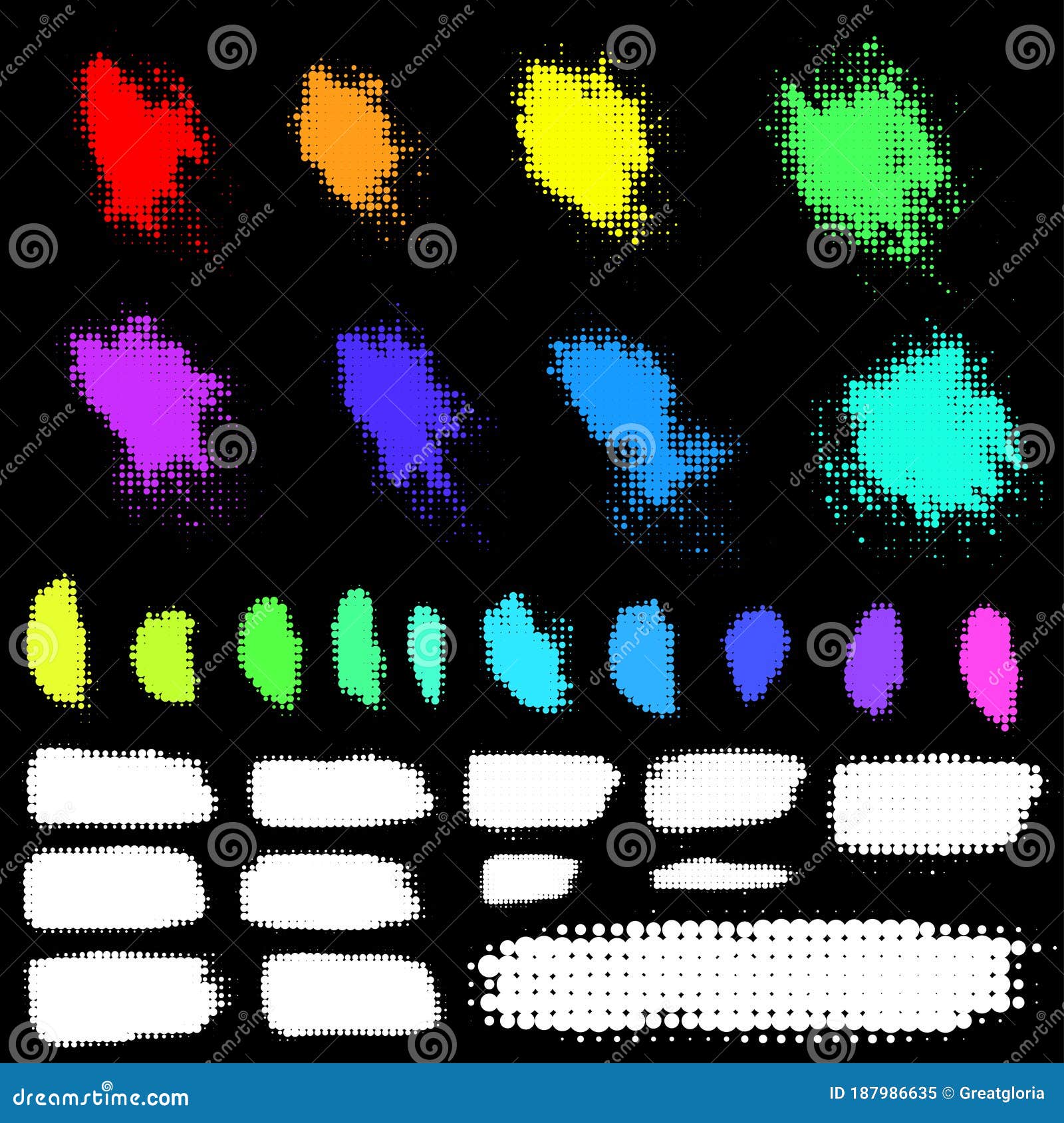 Vector Ink Halftone Dotted Brushes Set Stock Vector - Illustration of ...