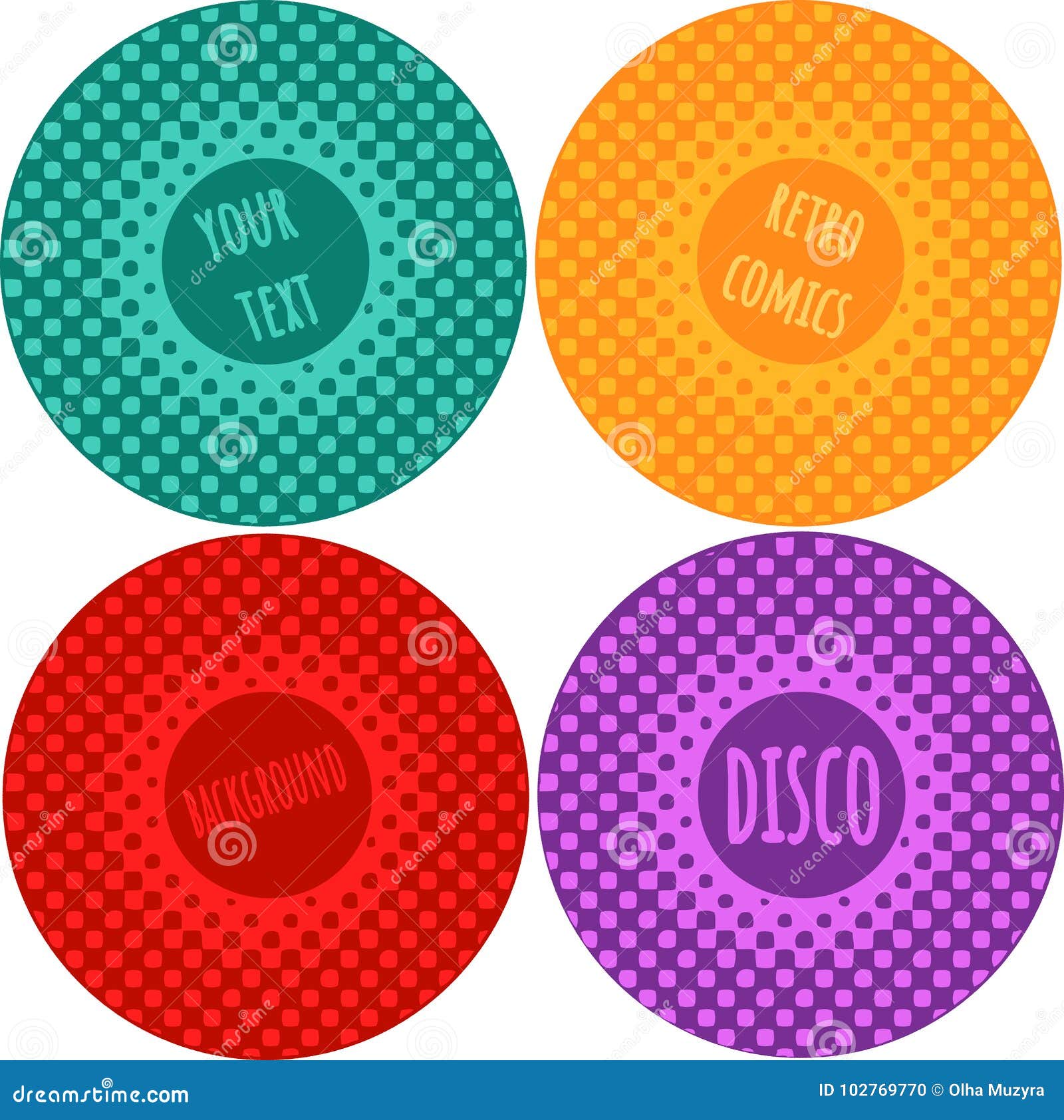 Set Halftone Comics Red, Blue, Violet, Yellow Vector Background Stock ...