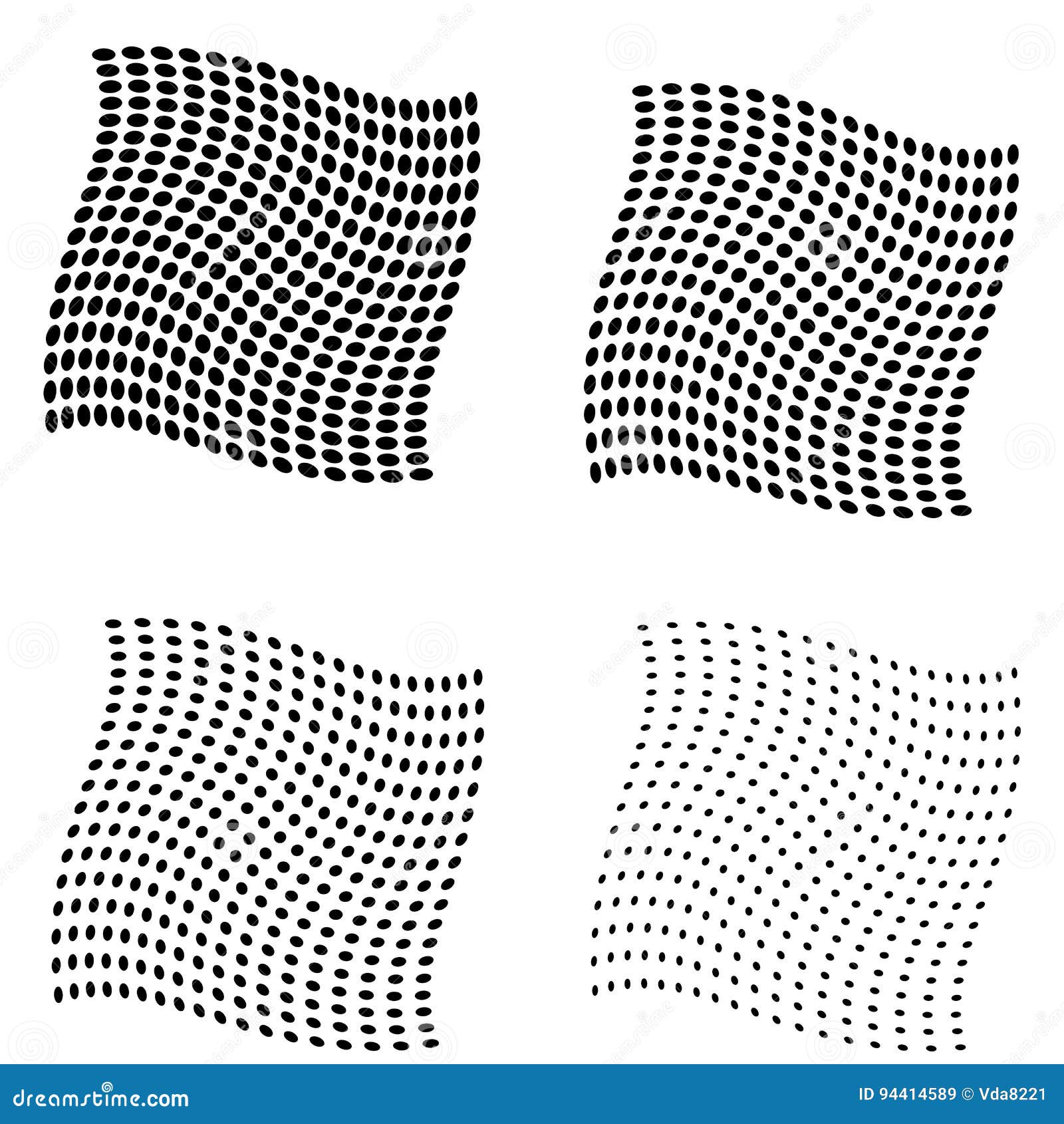 Set of Halftone Curved Squares Isolated on the White Background. Stock ...
