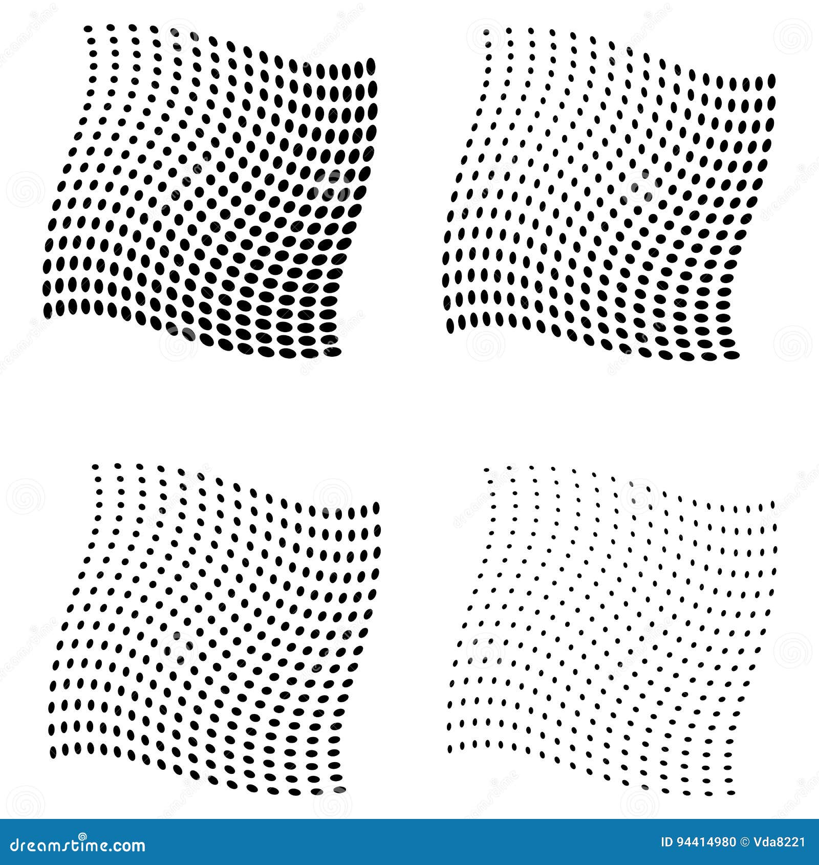 Set Of Halftone Curved Squares Isolated On The White Background ...