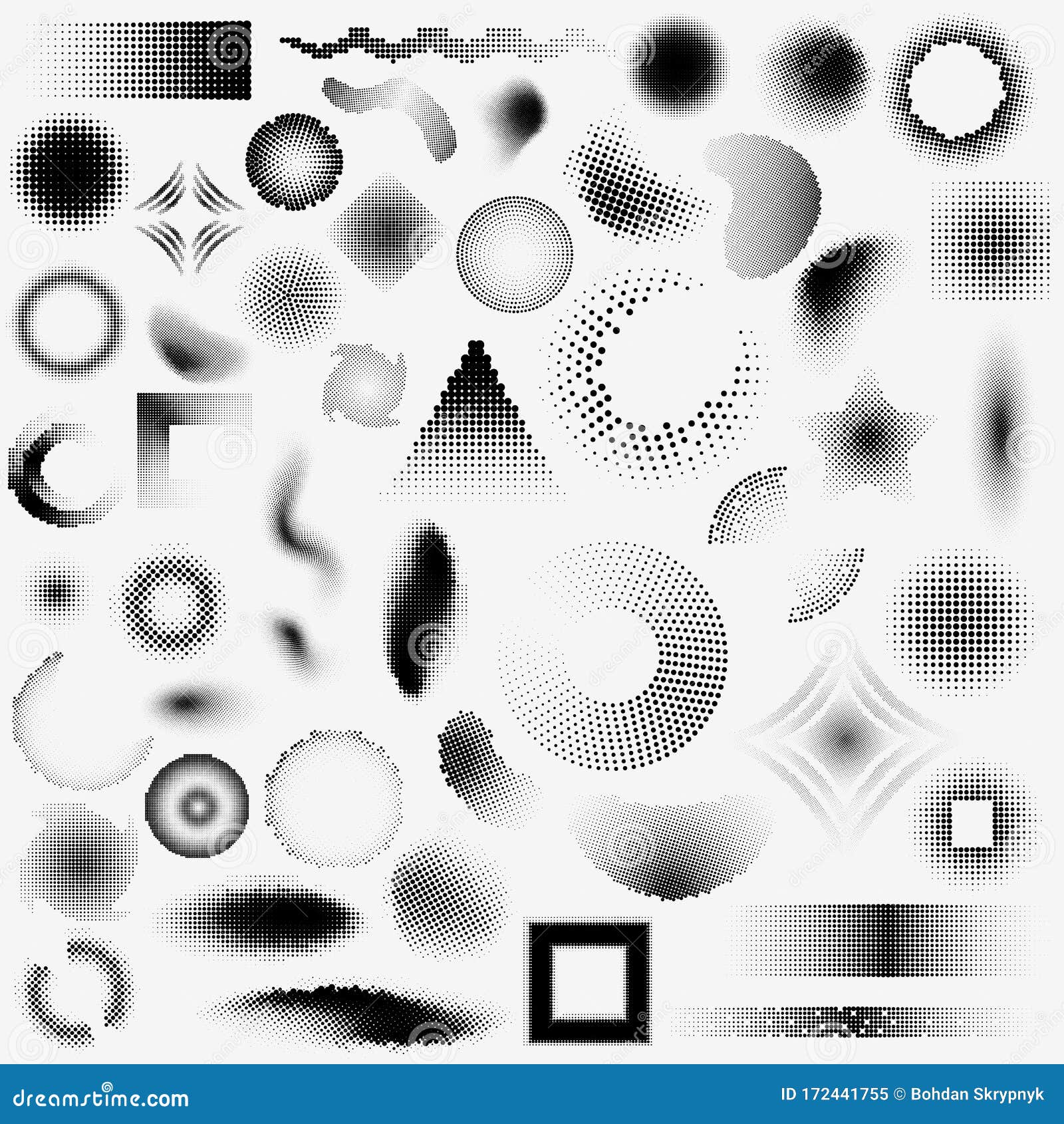 Set of Halftone Dot Objects of Different Shapes. Stock Vector ...