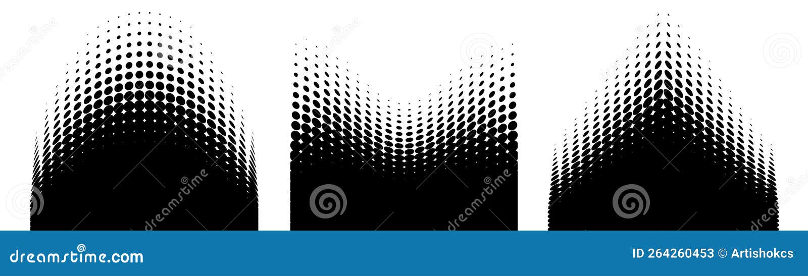 Set of Halftone Dots Curved Gradient Pattern Texture Backgrounds. Curve Patterns Halftone Circle ...