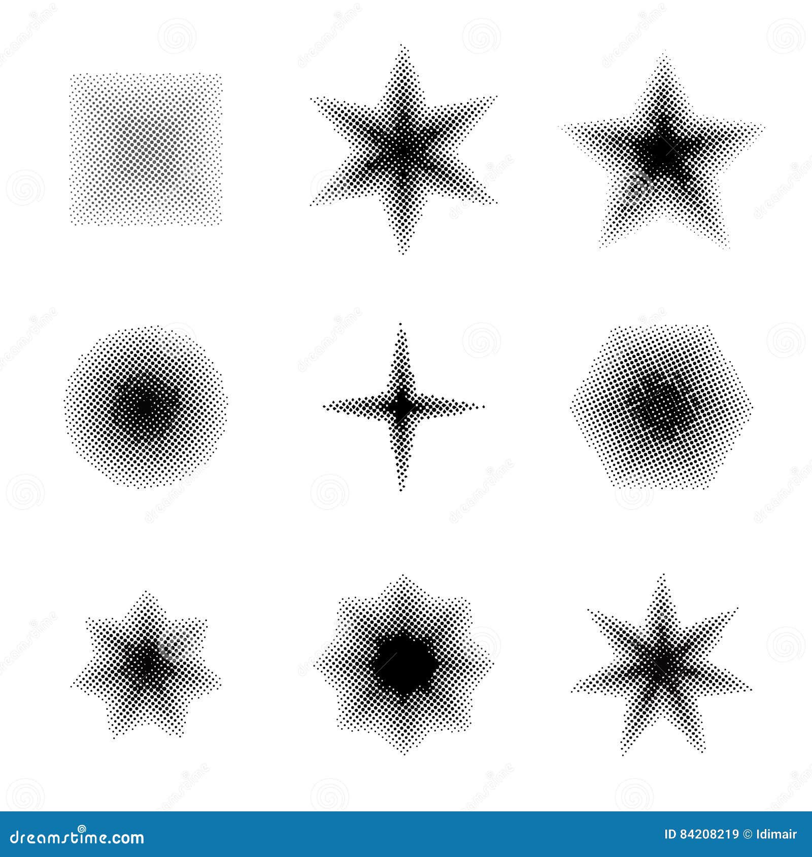 Set of Halftone Dots Shapes Vector Stock Vector - Illustration of spray ...