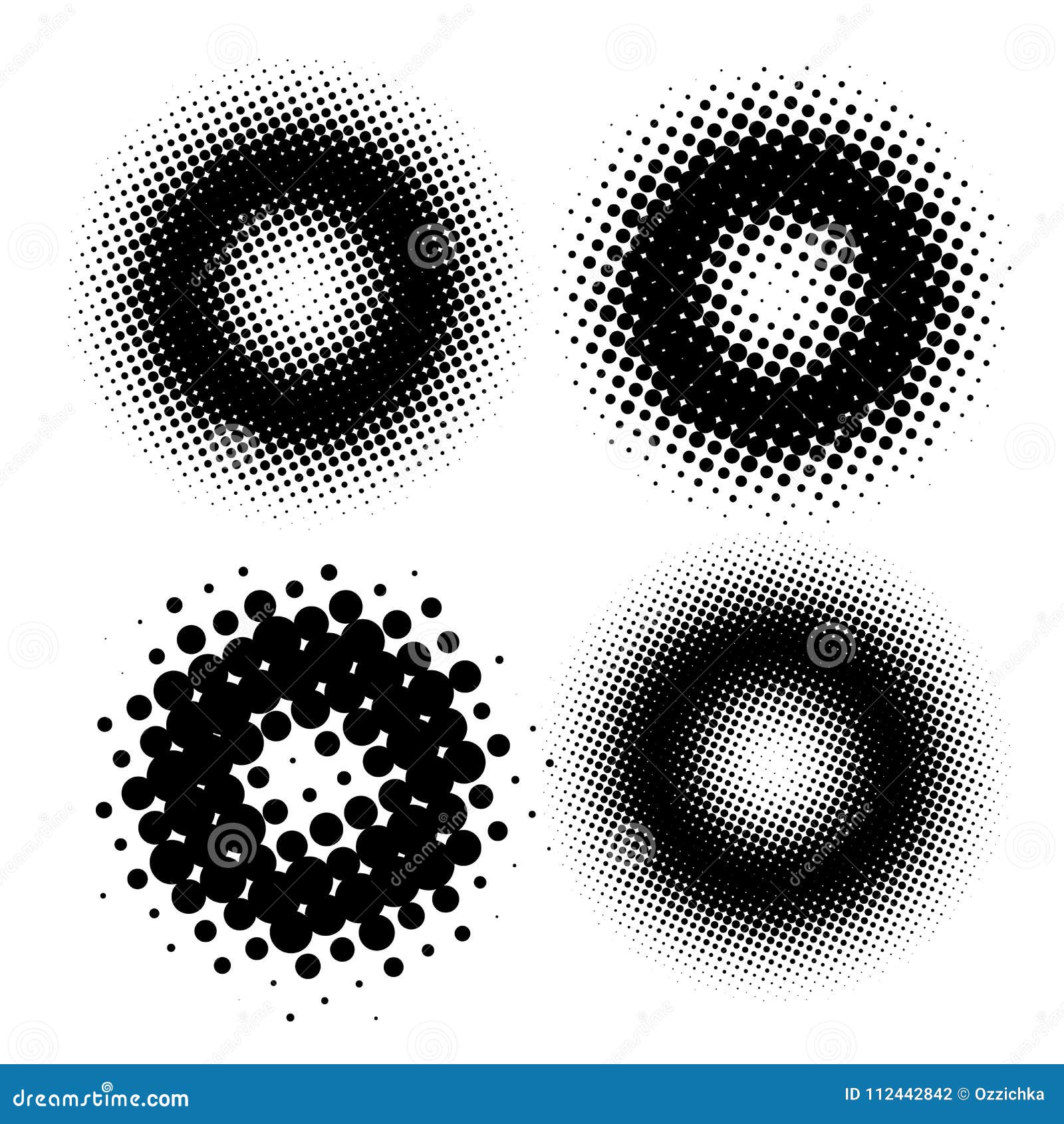 Set of Halftone Dots Vector Circle Shapes. Abstract Dotted Stippling ...