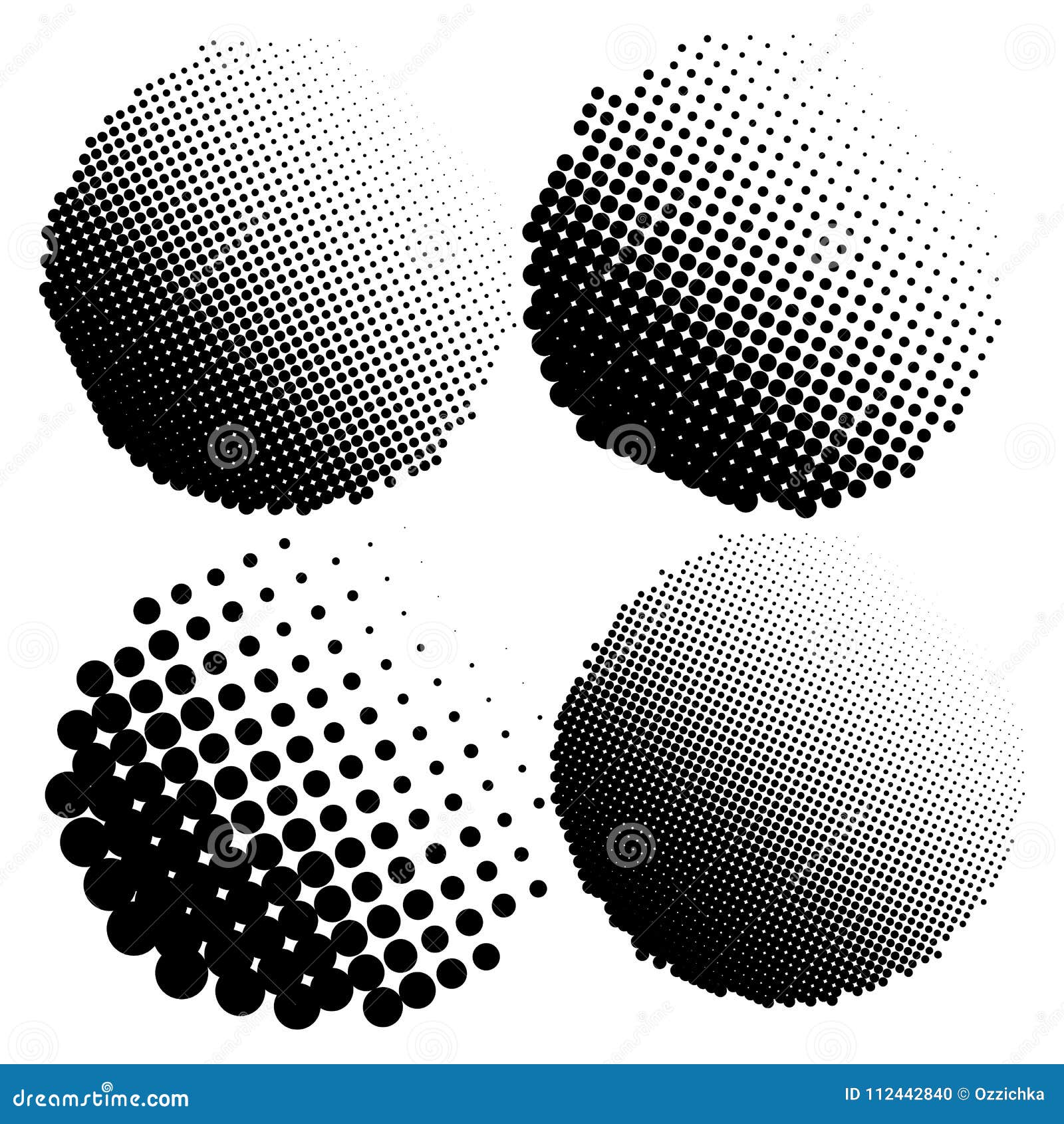 Set of Halftone Dots Vector Circle Shapes. Abstract Dotted Stippling ...