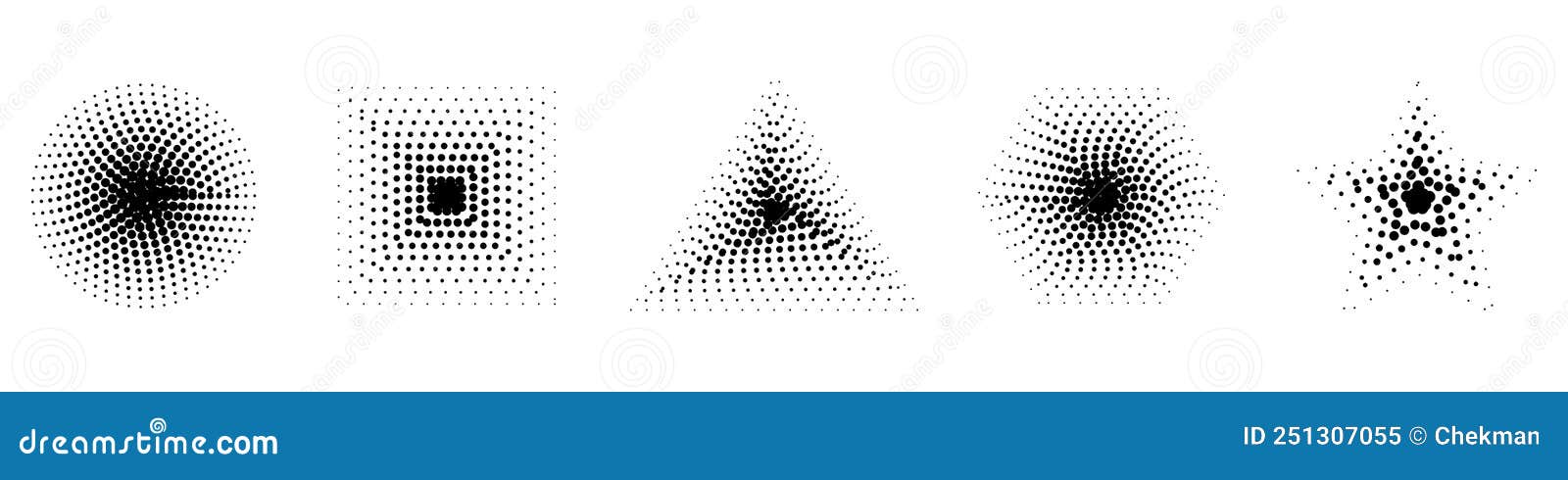 Set of Halftone Elements. Halftone Shapes. Vector Dotted Shapes Stock ...