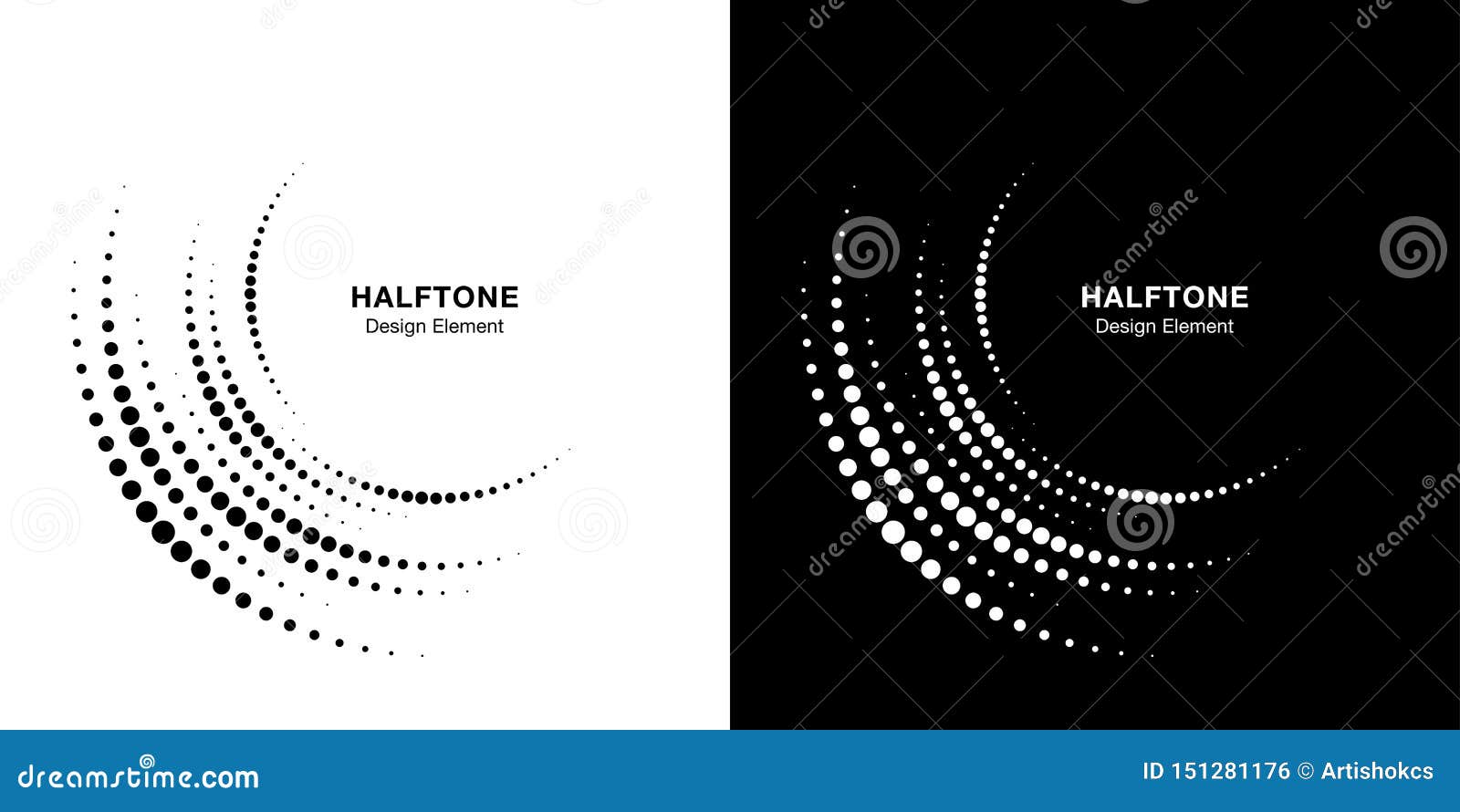 Halftone Incomplete Circle Frame Dots Logo Set Isolated On White ...