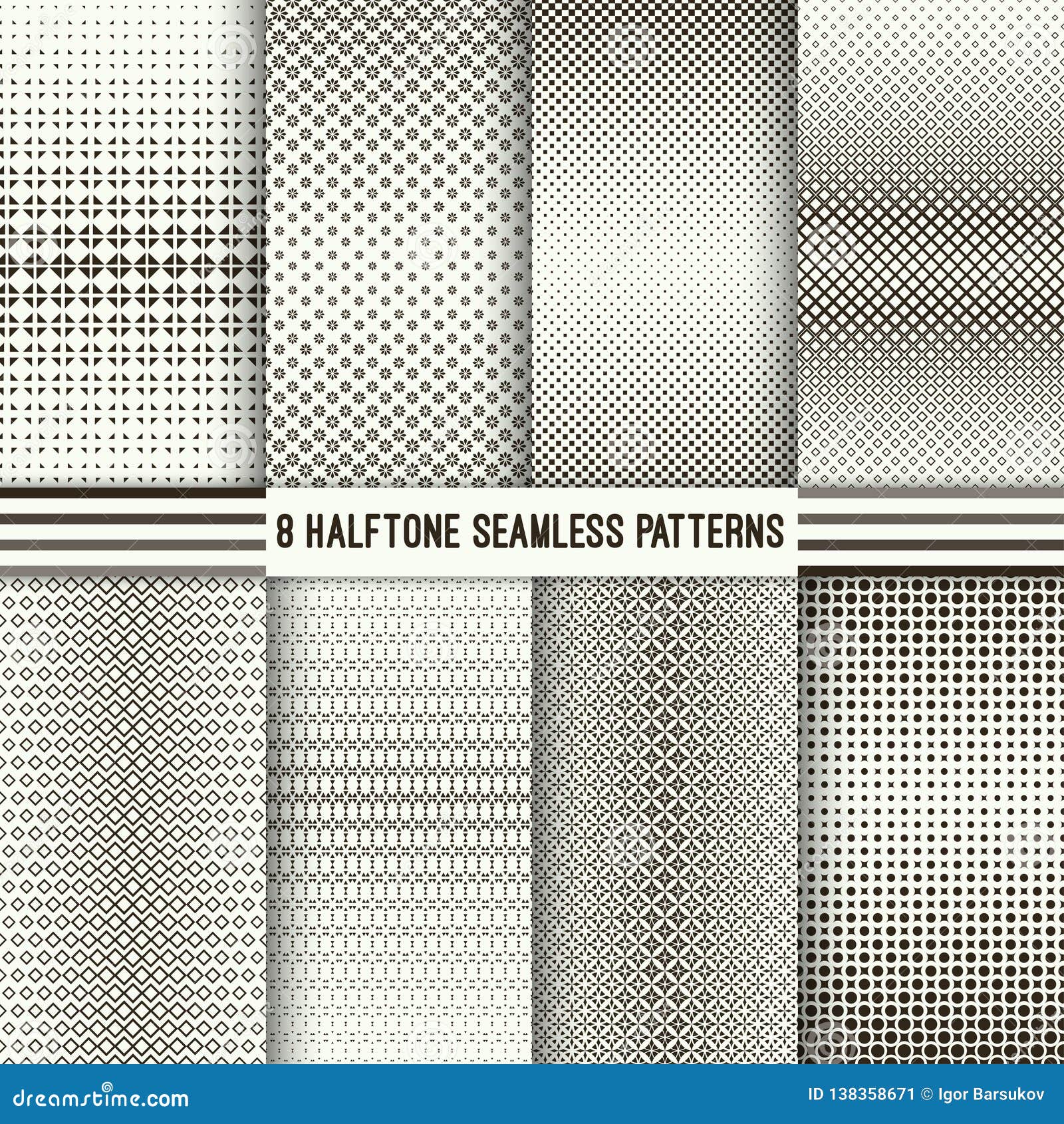 Set of Halftone Seamless Patterns Stock Vector - Illustration of ...