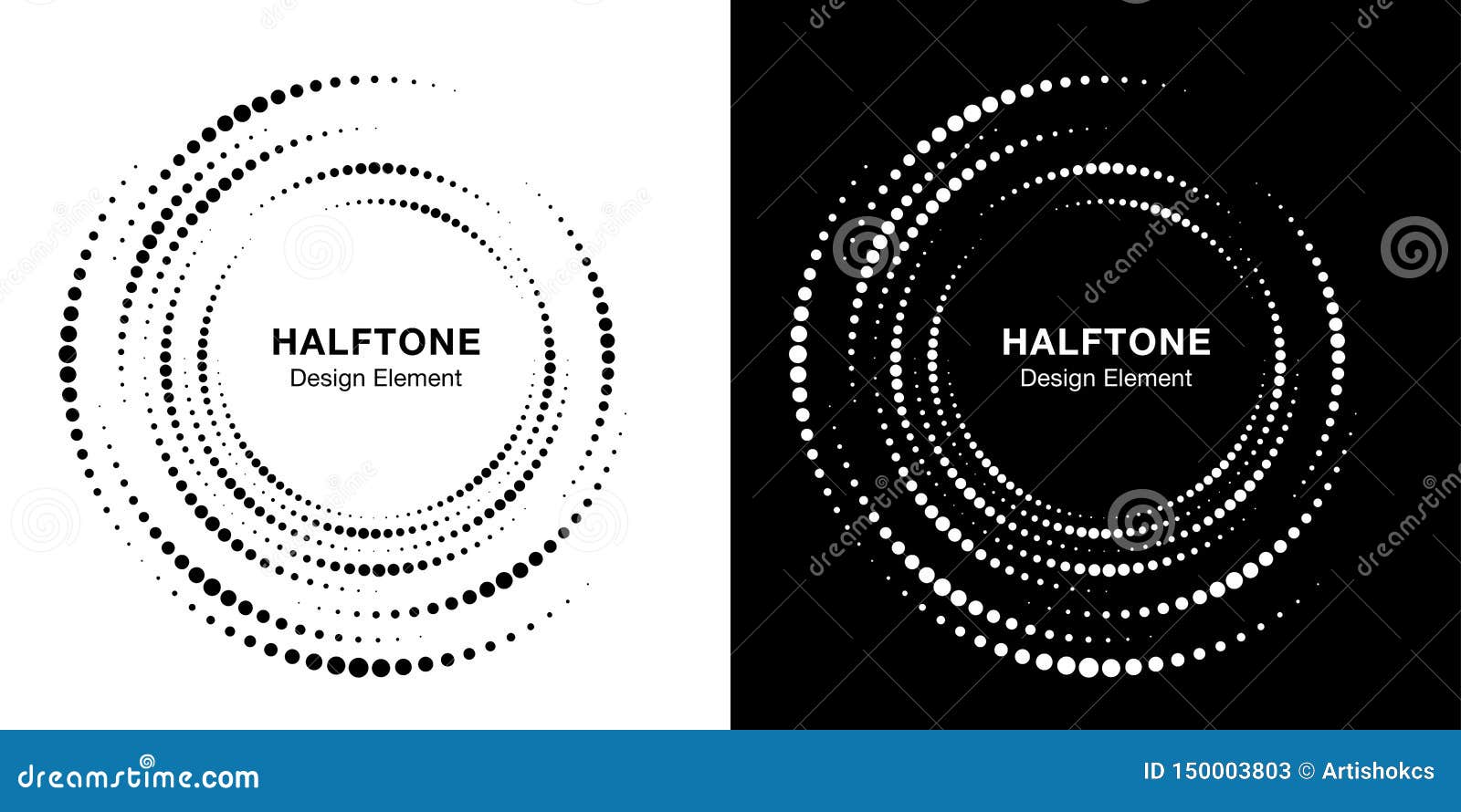 Halftone Incomplete Circle Frame Dots Logo Set Isolated On White ...
