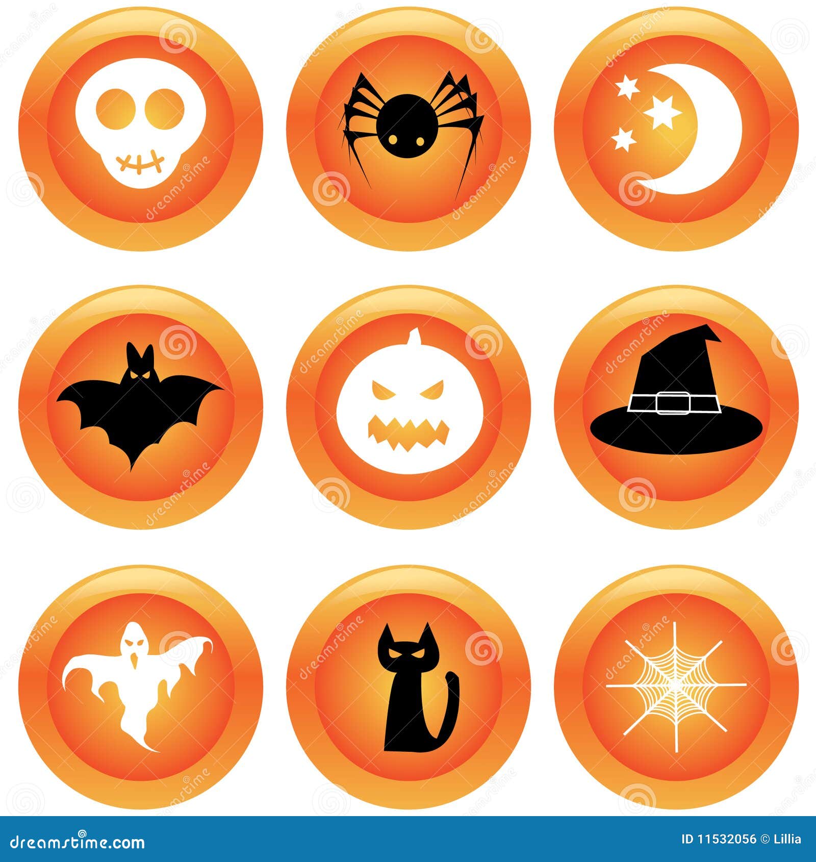 Set of halloween buttons stock vector. Illustration of october - 11532056