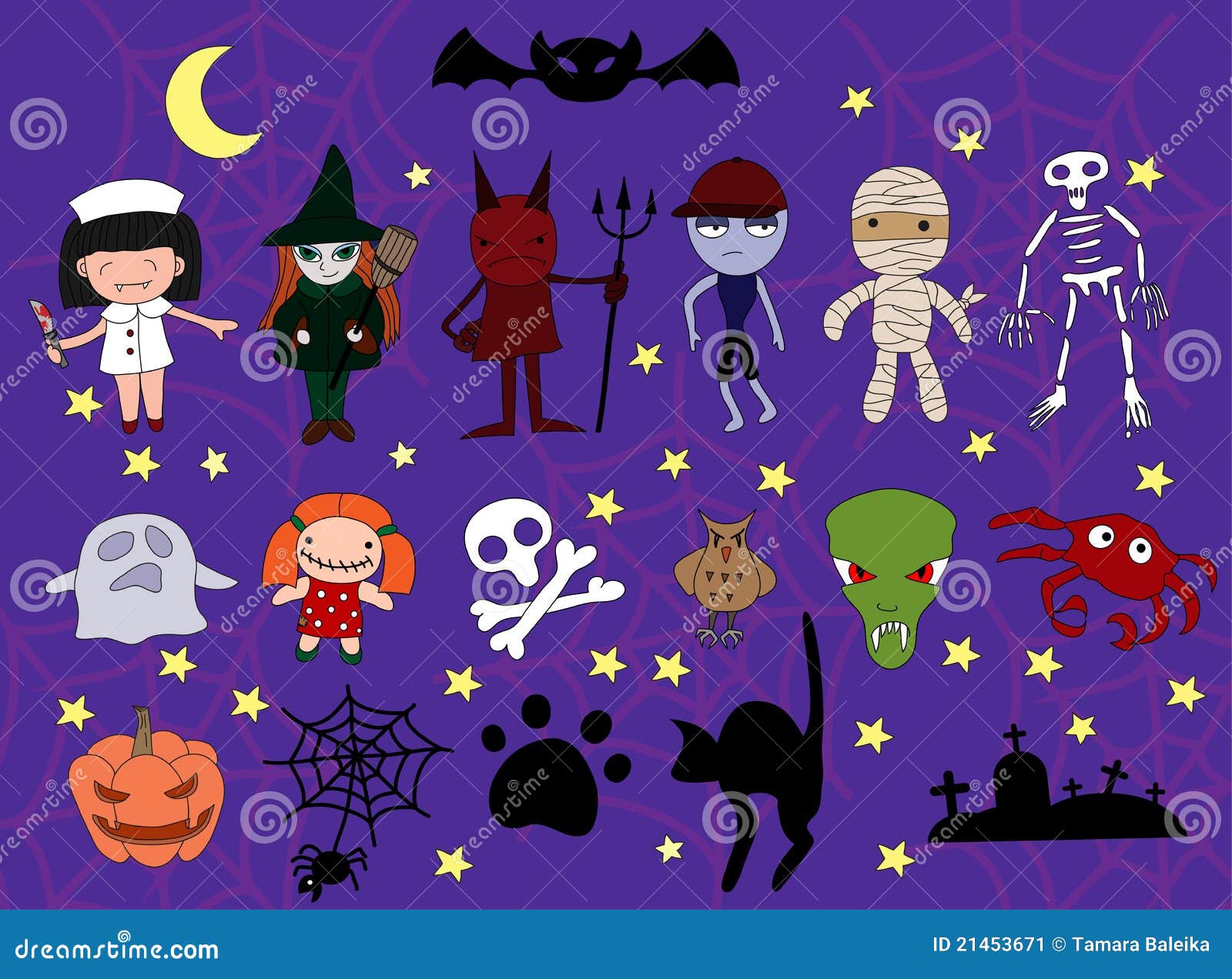 Set of Halloween Charackters Stock Vector - Illustration of characters ...