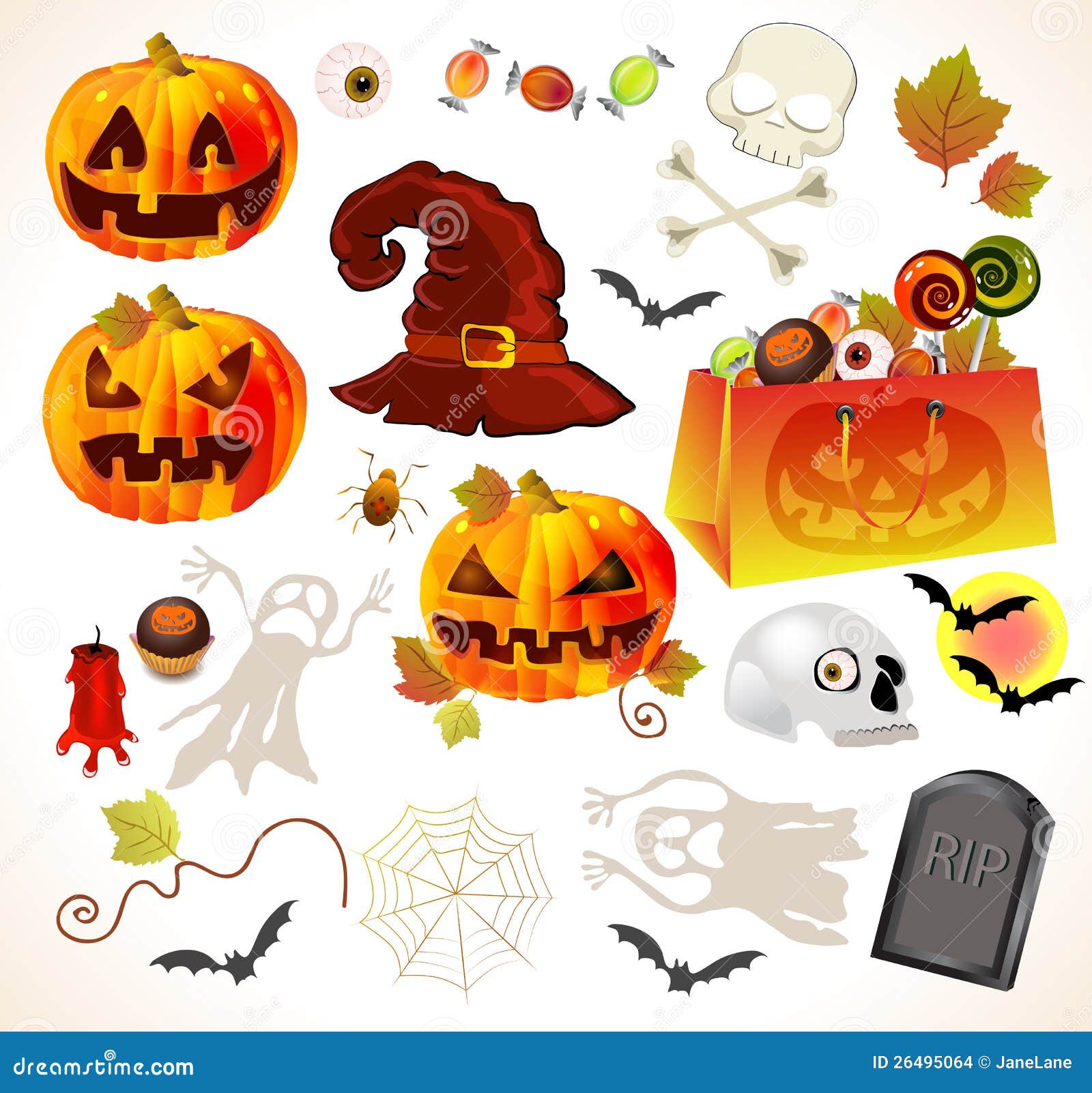 Set of Halloween Design Elements Stock Vector - Illustration of symbol ...