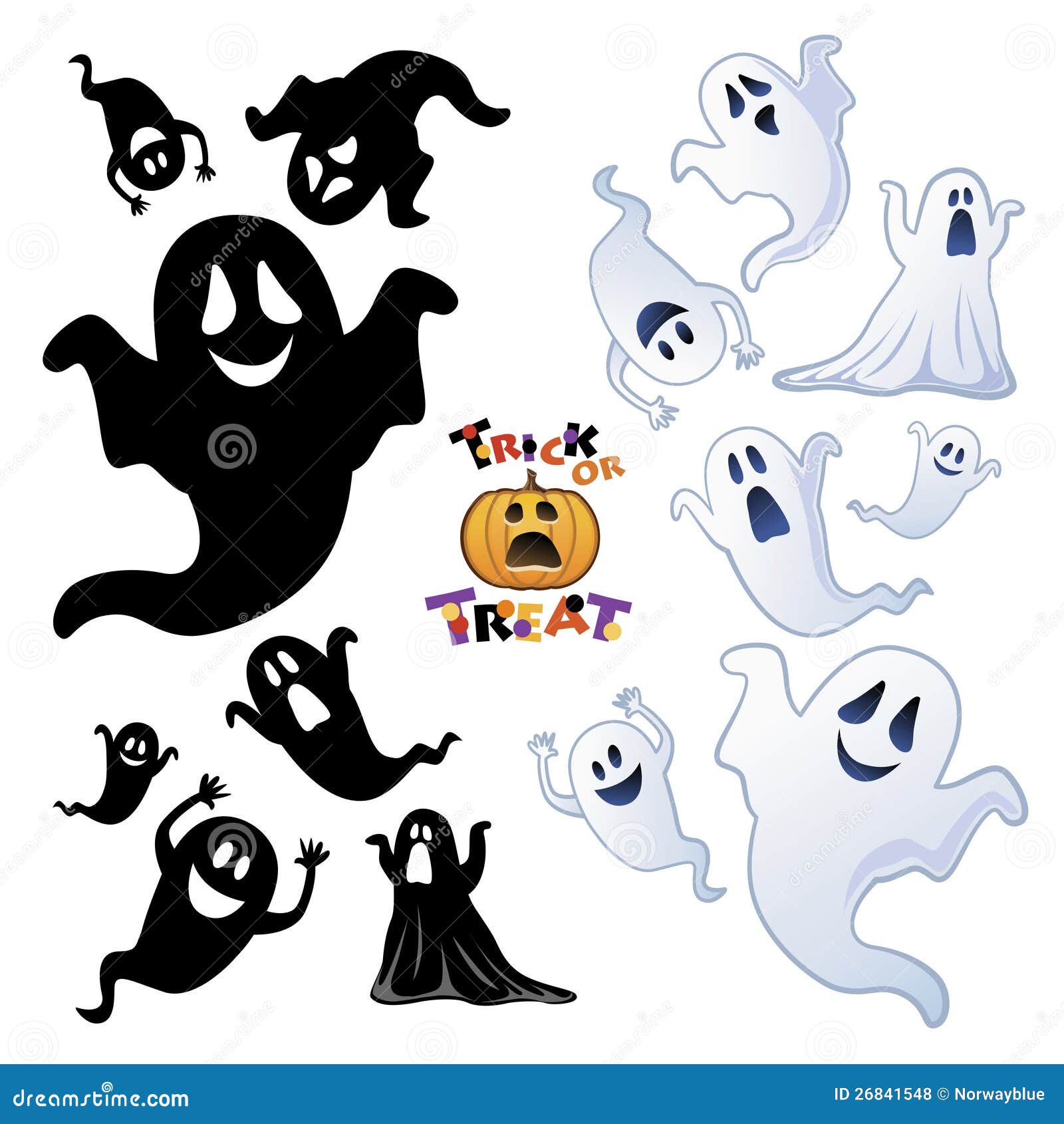 Set of Halloween Ghost, Ghost Silhouette Stock Vector - Illustration of ...