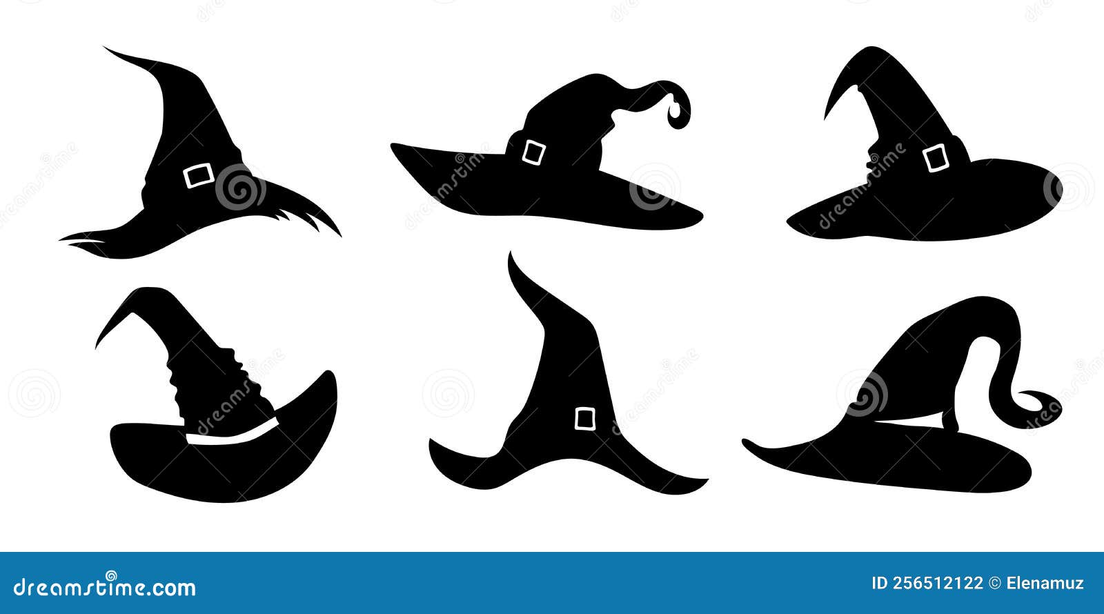 Set of Halloween Hat Vector Illustration. Witch Hat Isolated on White ...