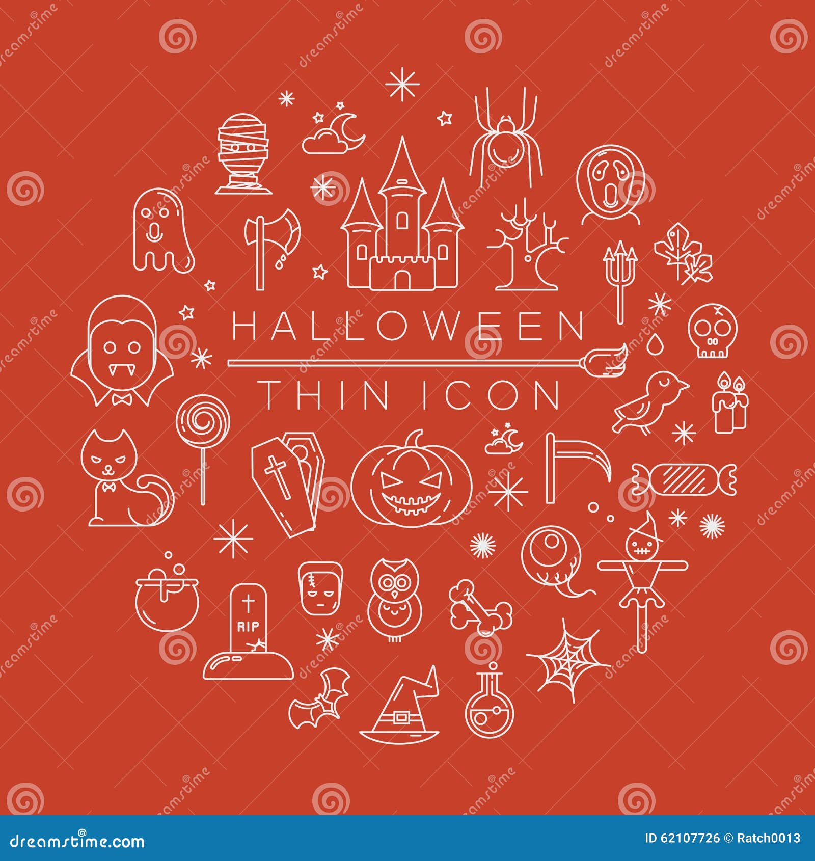 Set Of Halloween Icons In Circle Shape Background Vector Illustration ...