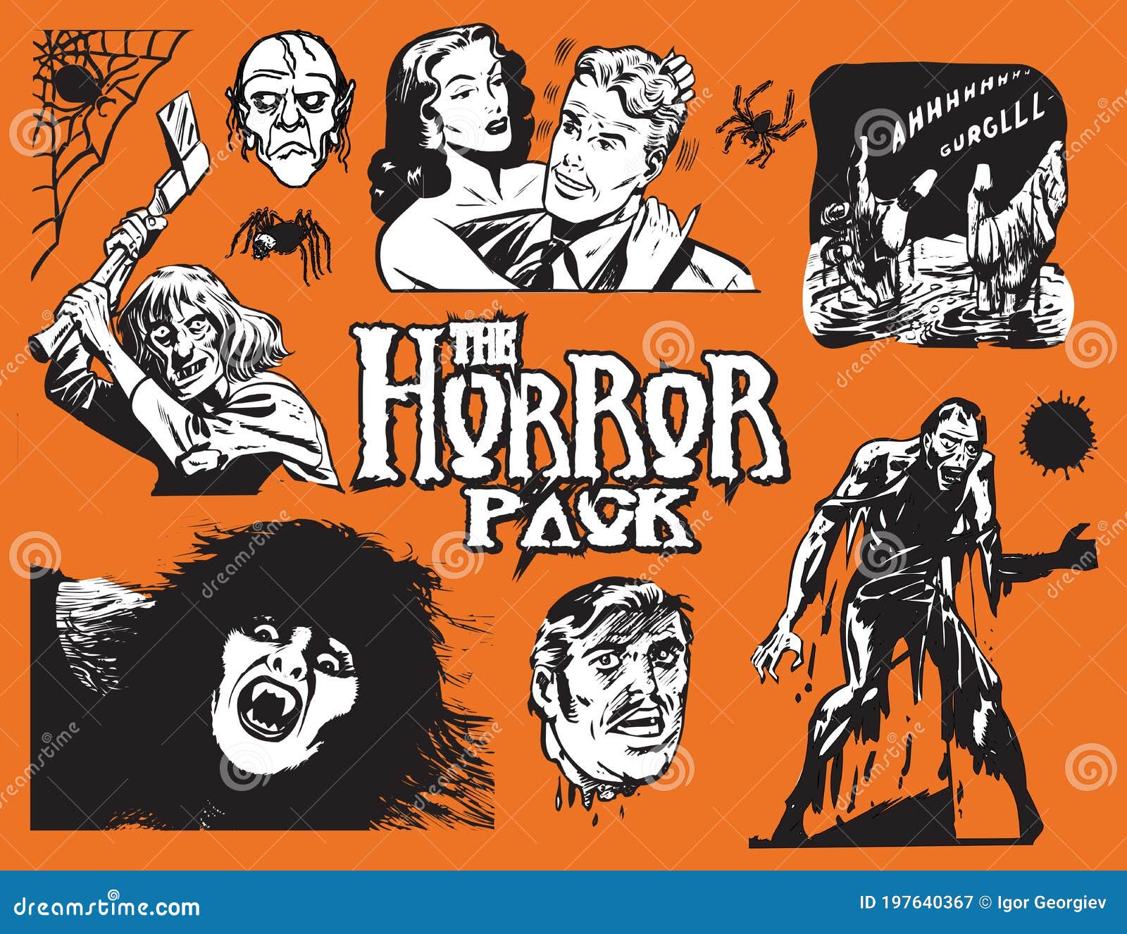 Set of Halloween Labels and Elements. Vector Horror Set Illustration ...