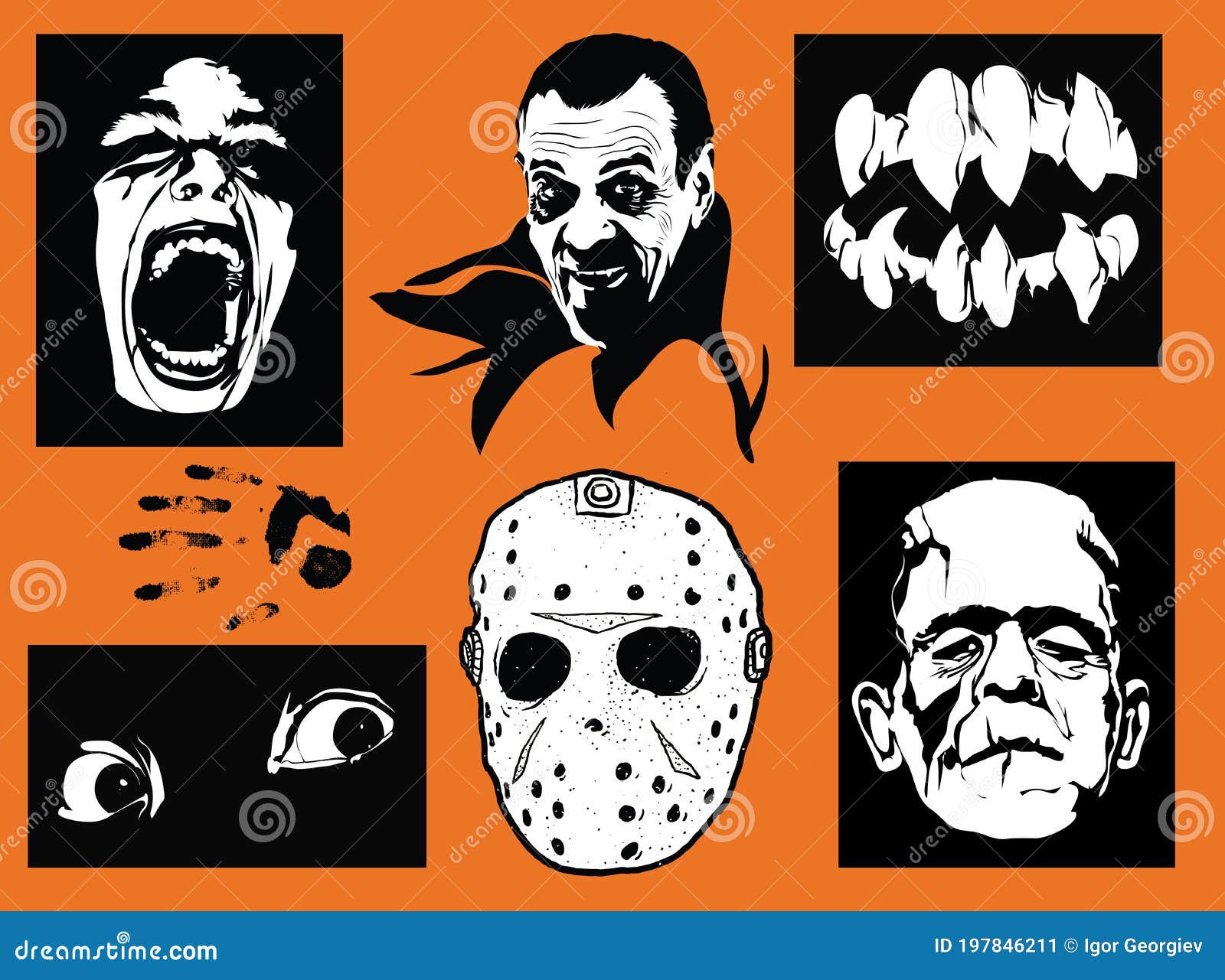 Set of Halloween Labels and Elements. Vector Horror Set Illustration ...