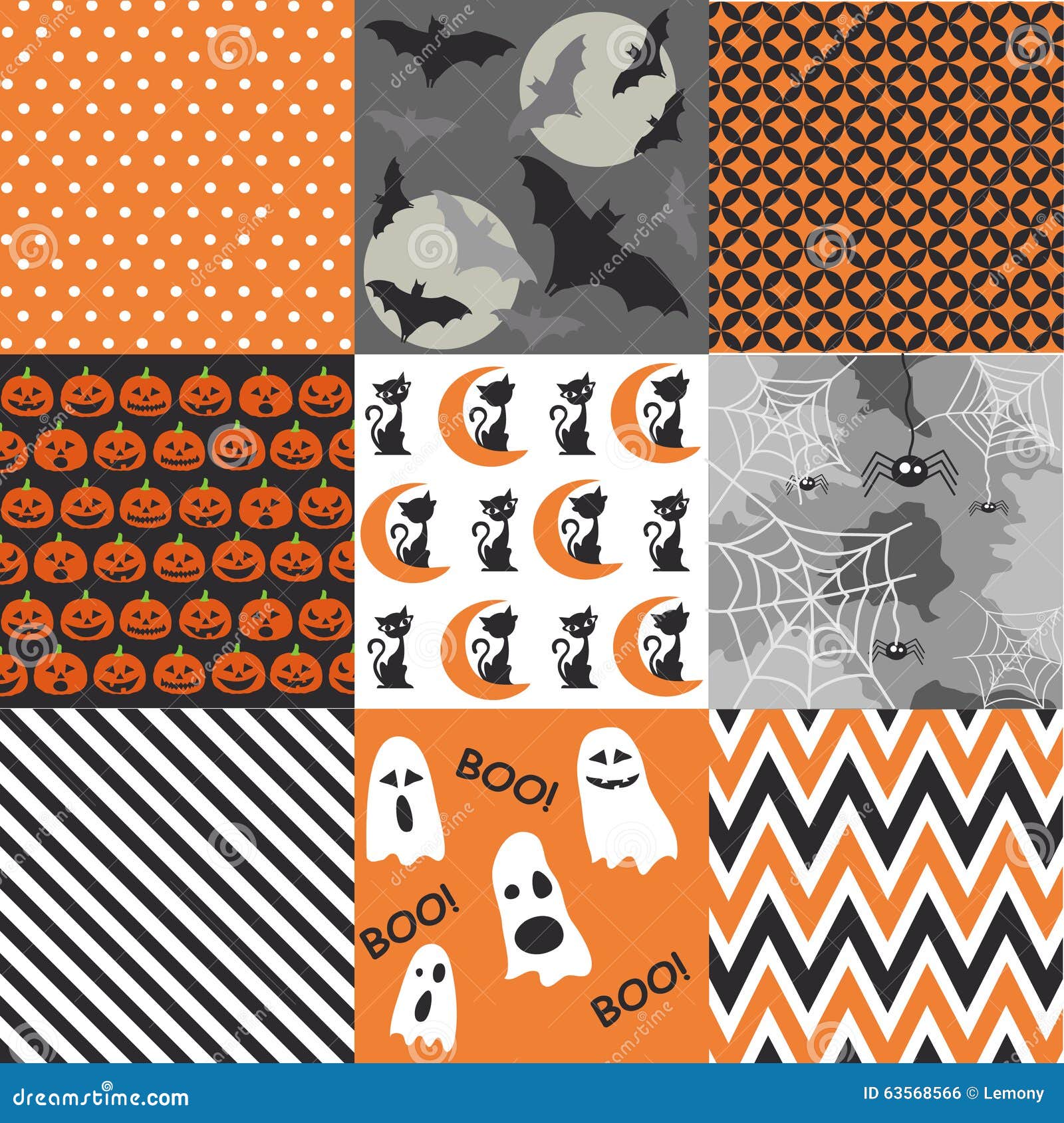 Set of Halloween Seamless Patterns Stock Vector - Illustration of ...