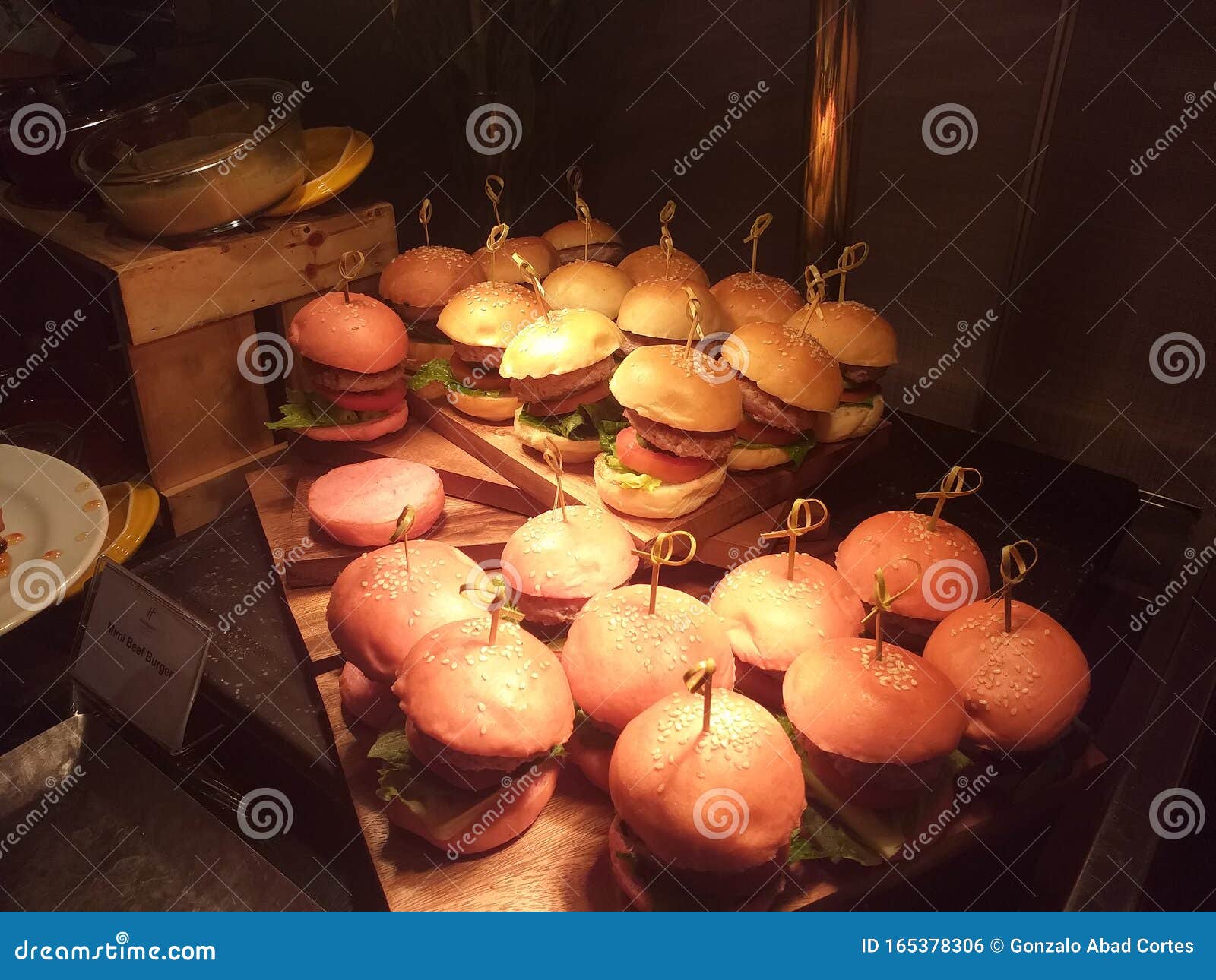 Set of the Hamburger in Buffet Stock Photo - Image of vegetarian ...