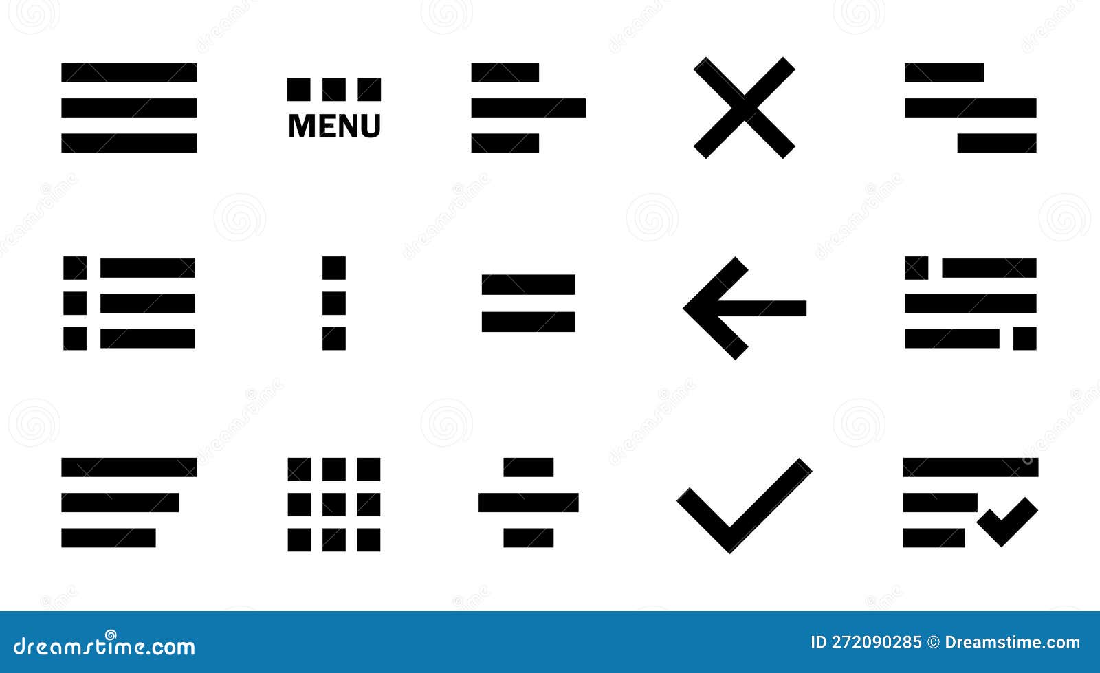 Set of Hamburger Menu Flat Icons. Vector Illustration Stock Vector ...
