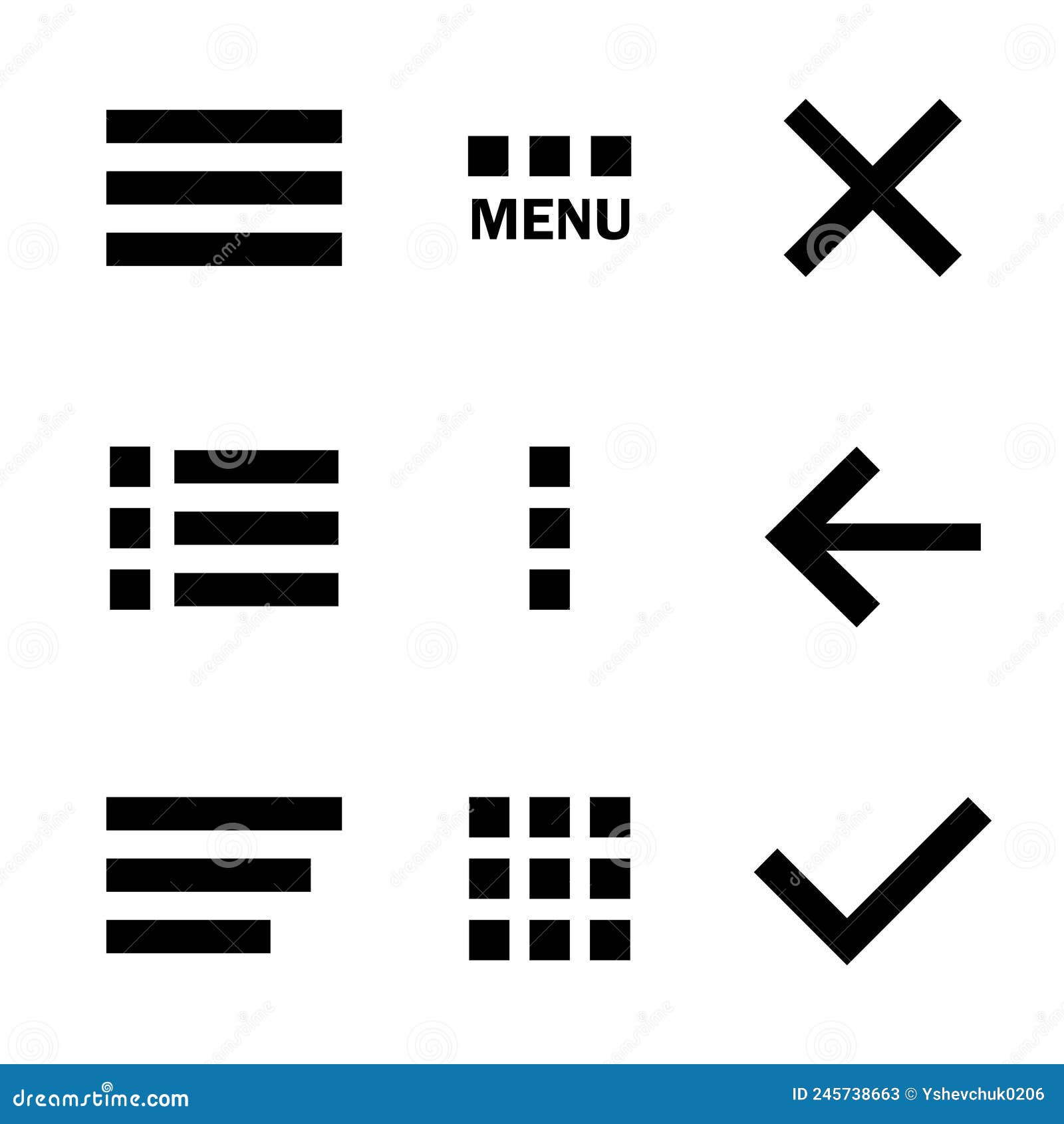 Set of Hamburger Menu Flat Icons. Vector Illustration Stock Vector ...
