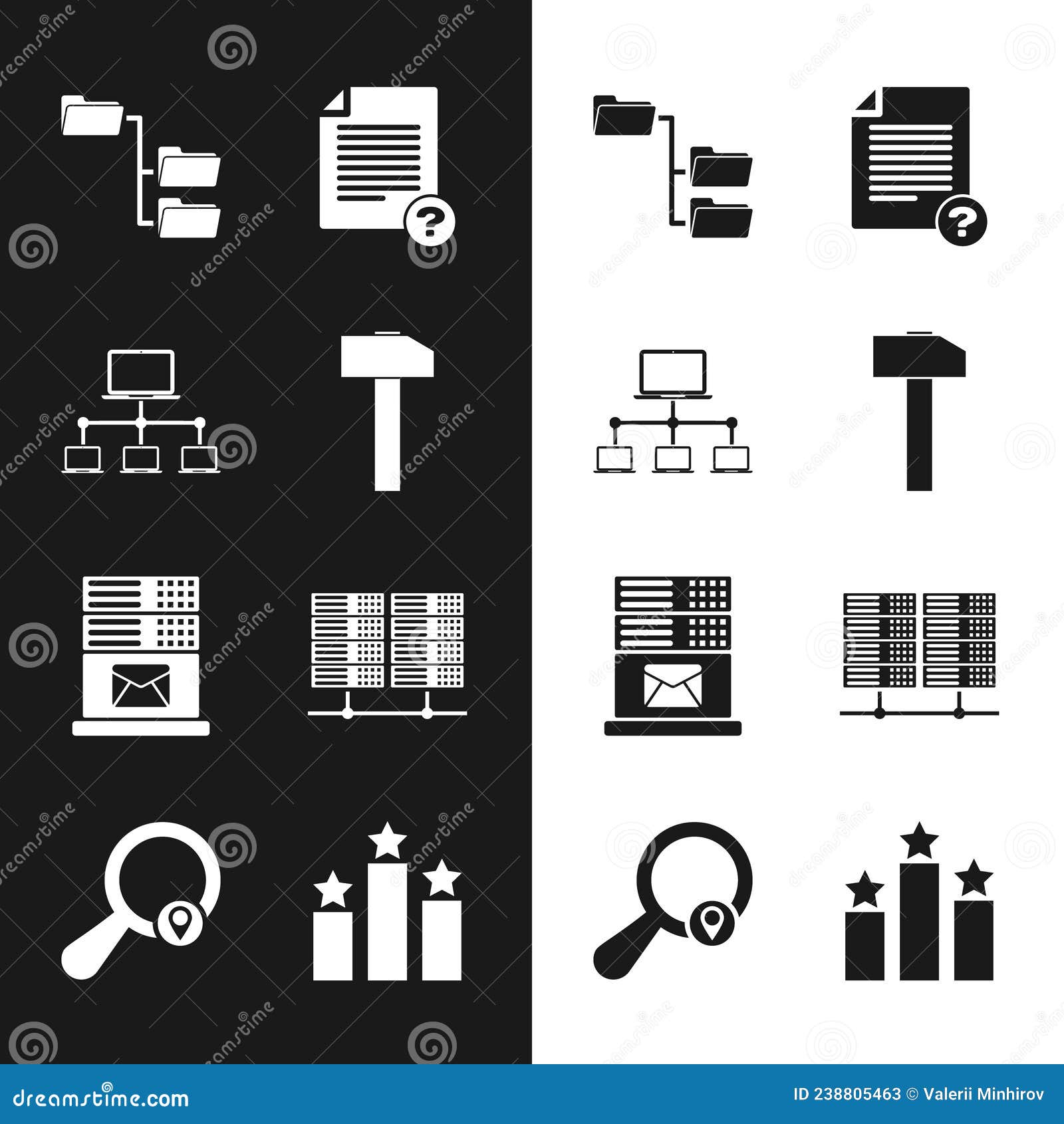 Set Hammer, Computer Network, Folder Tree, Unknown Document, Mail ... Set Hammer, Computer Network, Folder Tree, Unknown Document, Mail ...
