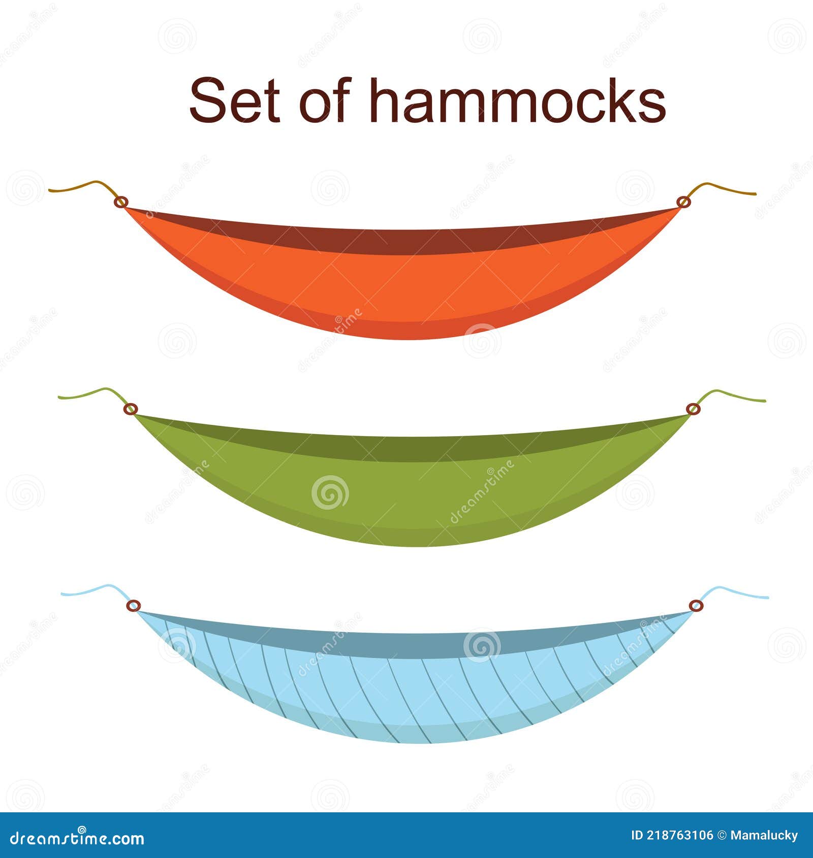 Set Of Hammocks. Different Types Of Hammocks In Flat Design Isolated On ...