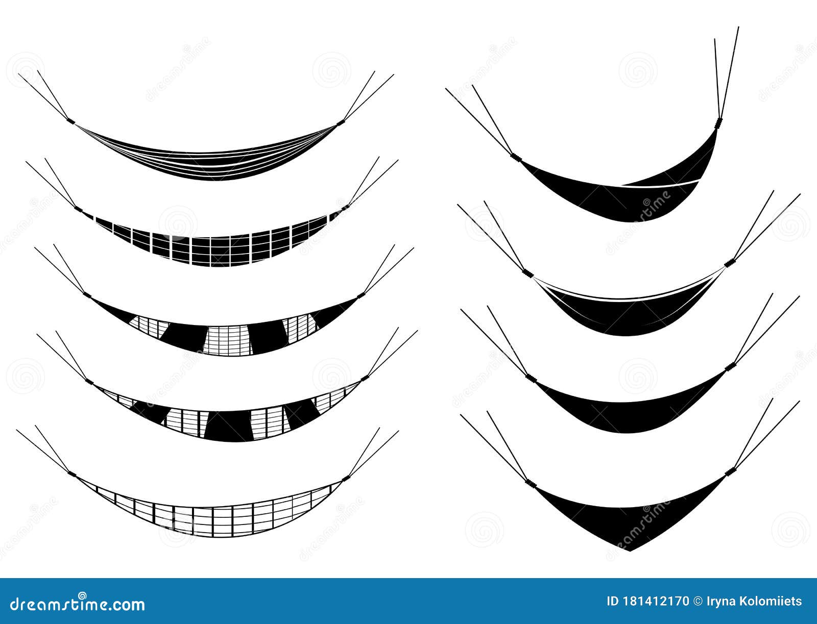 Set of Hammocks. Different Types of Hammocks in Outline and Glyph Style ...