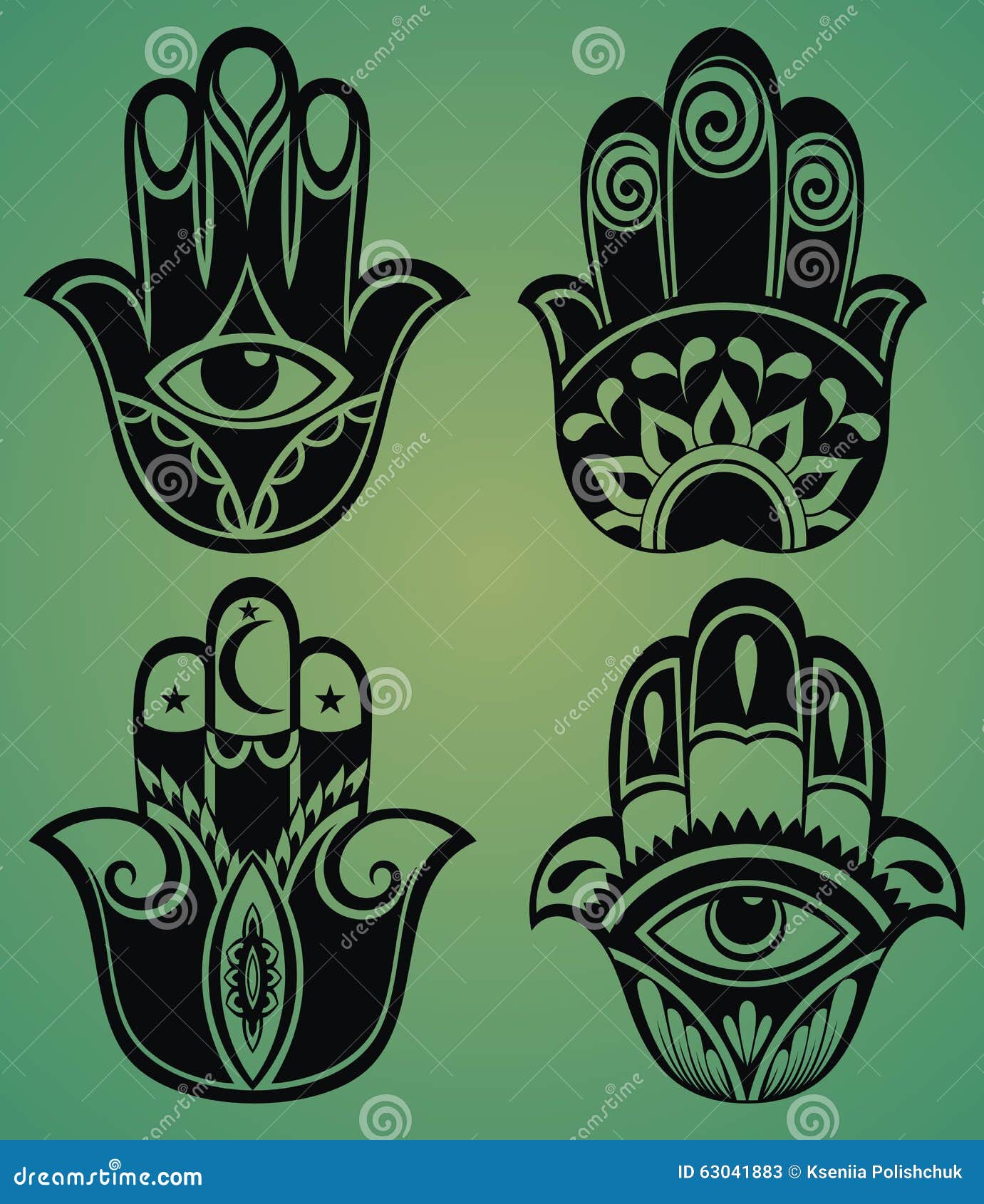 Set of hamsa hands stock vector. Illustration of meditation - 63041883