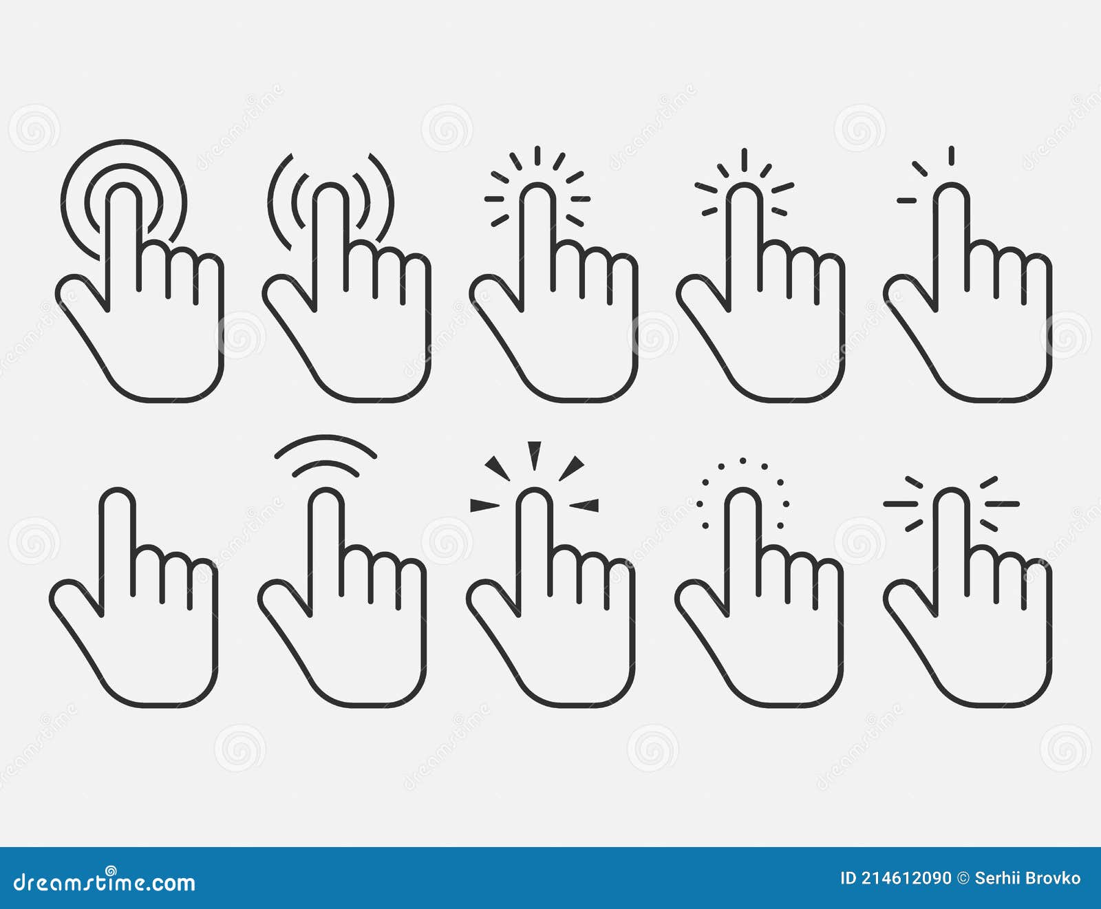 Set of Hand Clicking Icons. Click Finger Pointer Stock Vector ...