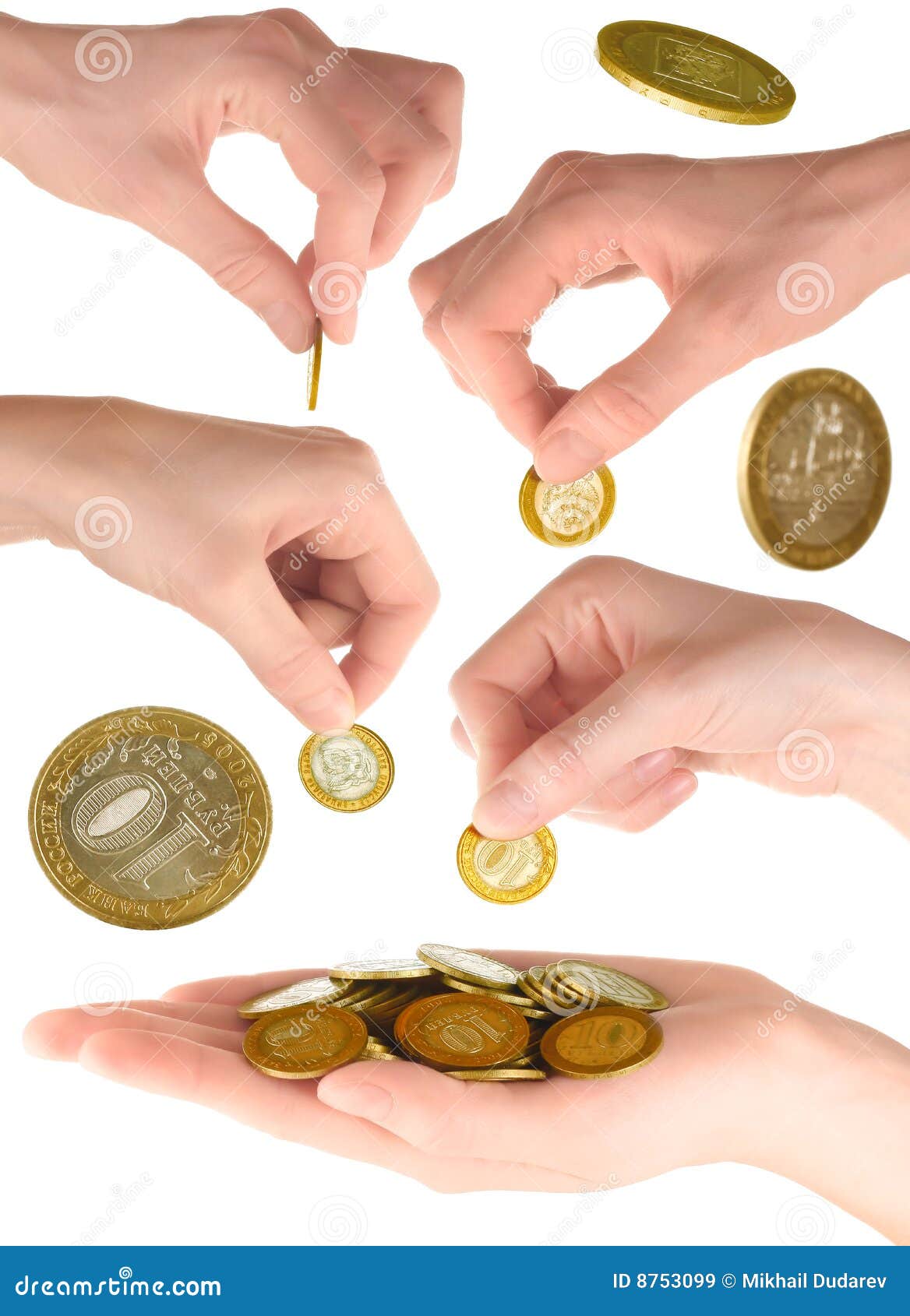 Set of hand with coins stock image. Image of copper, banking - 8753099
