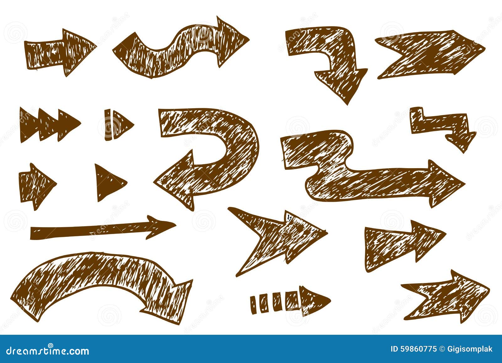 Set of Hand Draw Sketch of Arrow Stock Vector - Illustration of path ...