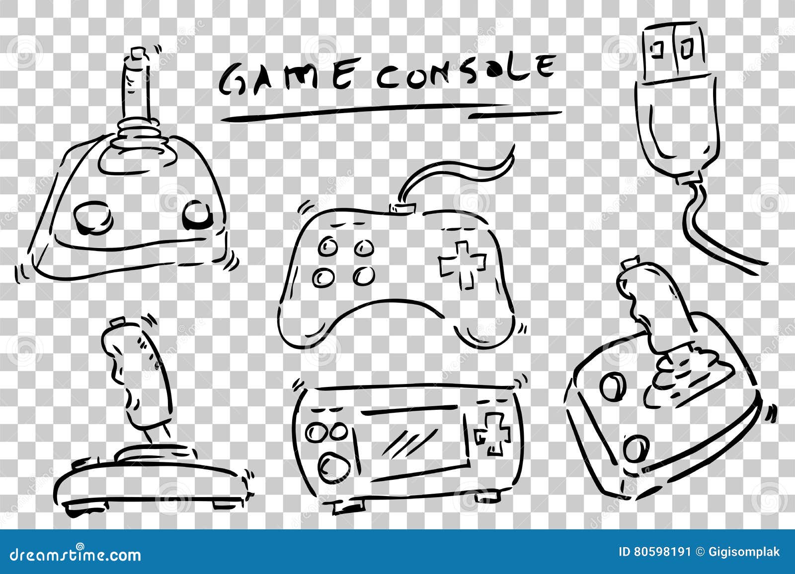 Set of Hand Draw Sketch of Classic Game Console Stock Vector ...