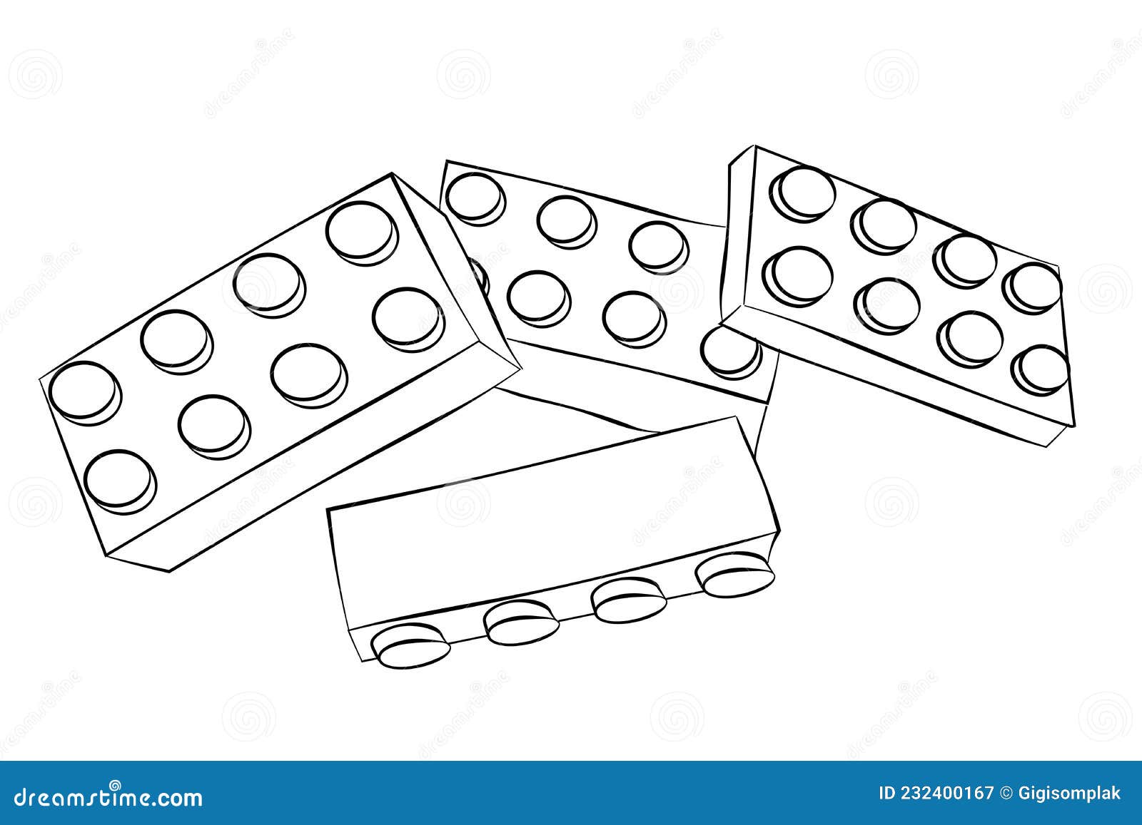 Stack Of Brick Sketch. Group Of Loose Bricks On White Background ...