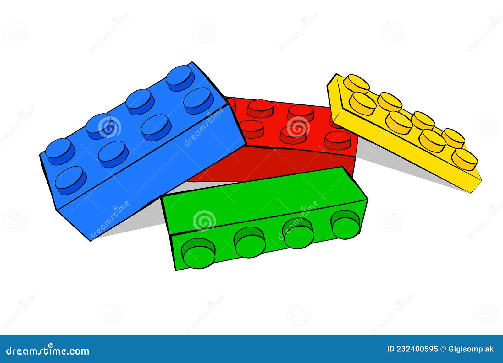 Stack Of Brick Sketch. Group Of Loose Bricks On White Background ...