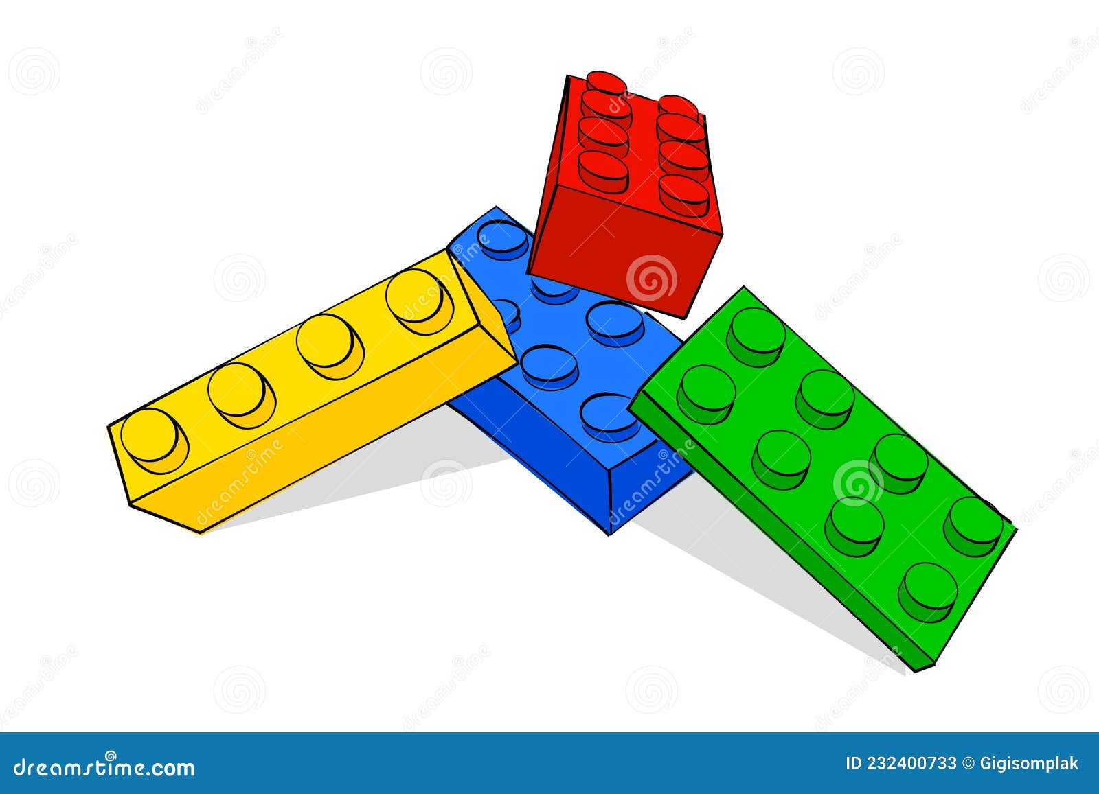 Stack Of Brick Sketch. Group Of Loose Bricks On White Background ...