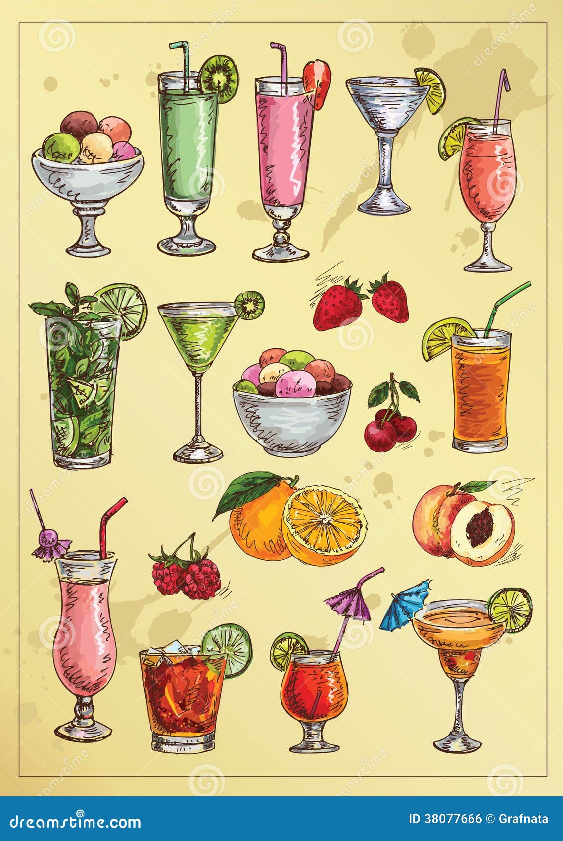 Coctails And Ice Cream Pattern Vector Illustration | CartoonDealer.com ...
