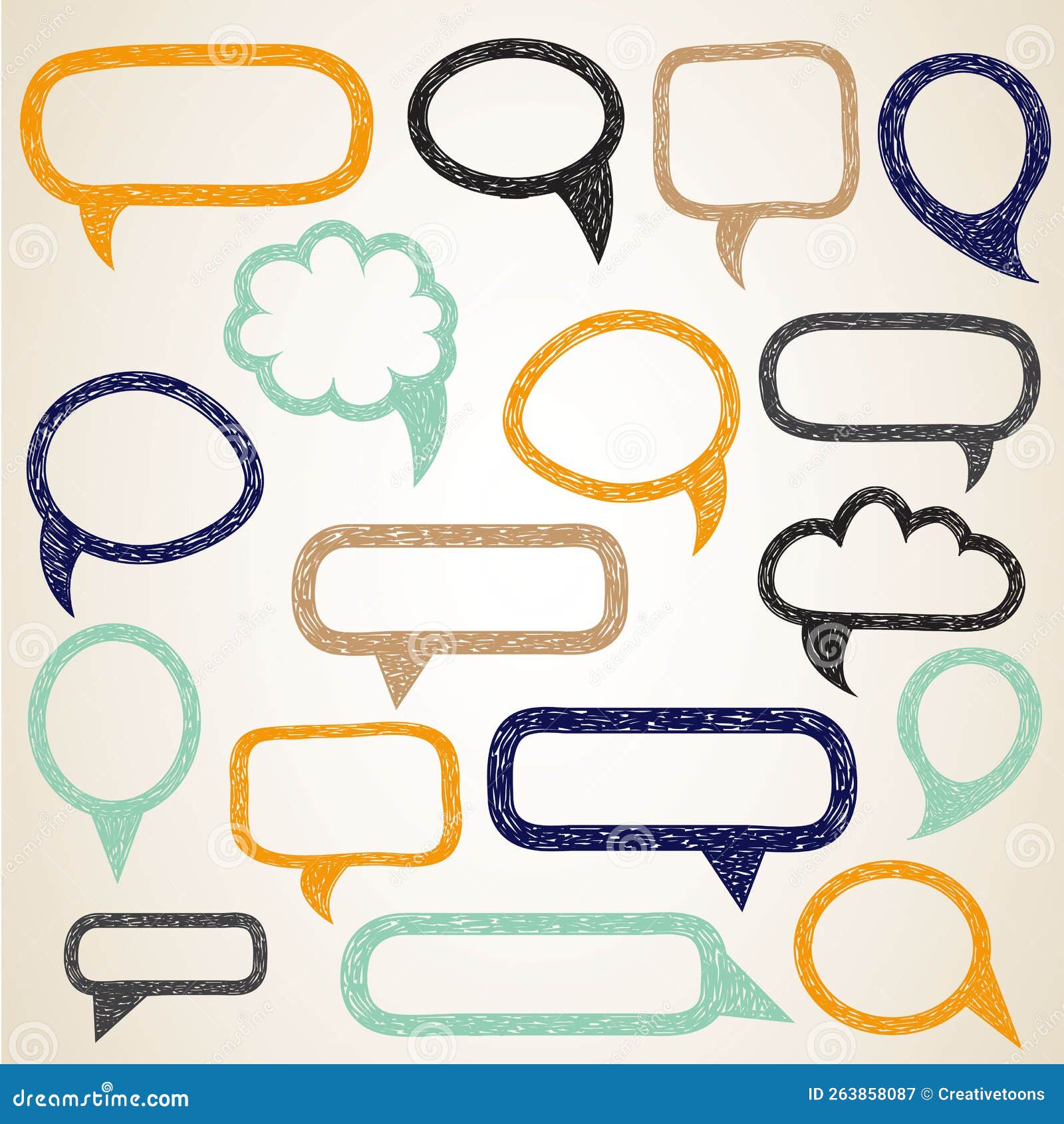 Set of Hand Drawing Bubbles Speech or Bubbles Talk Stock Vector ...