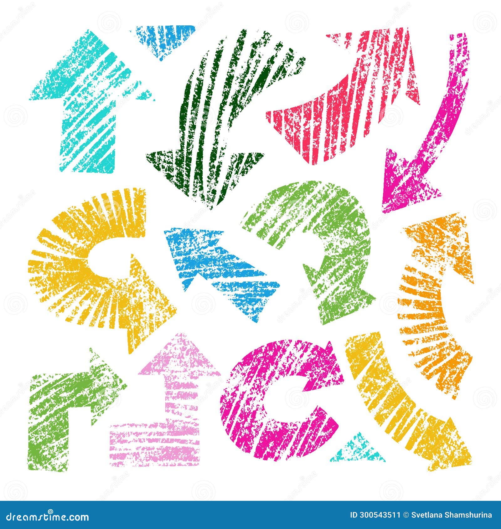 Set of Hand Drawing Comic Bold Arrows. Colorful Hand Drawing Design ...